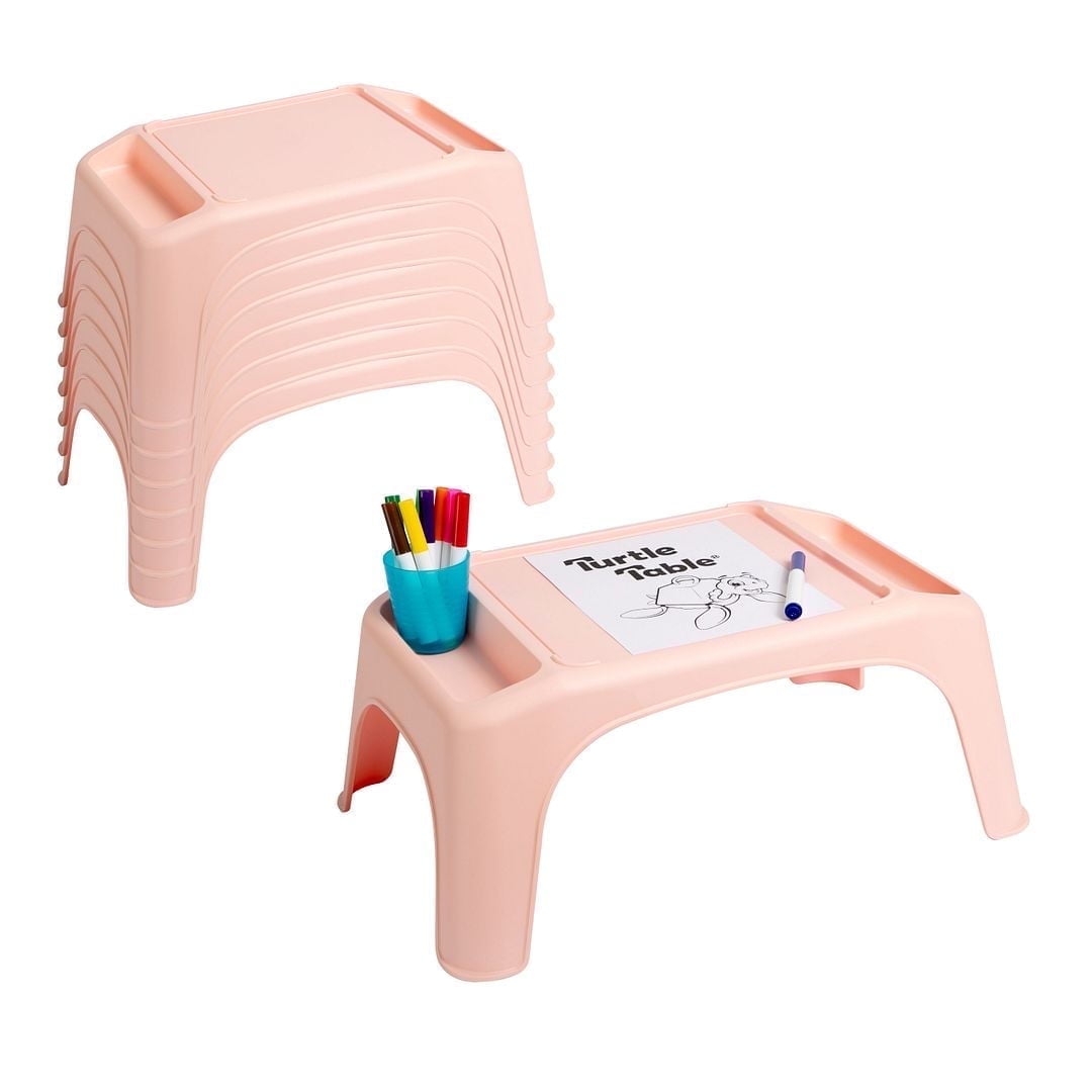 LapGear Turtle Table Kids Flexible Seating Lap Desk Tray, Rose Quartz ...