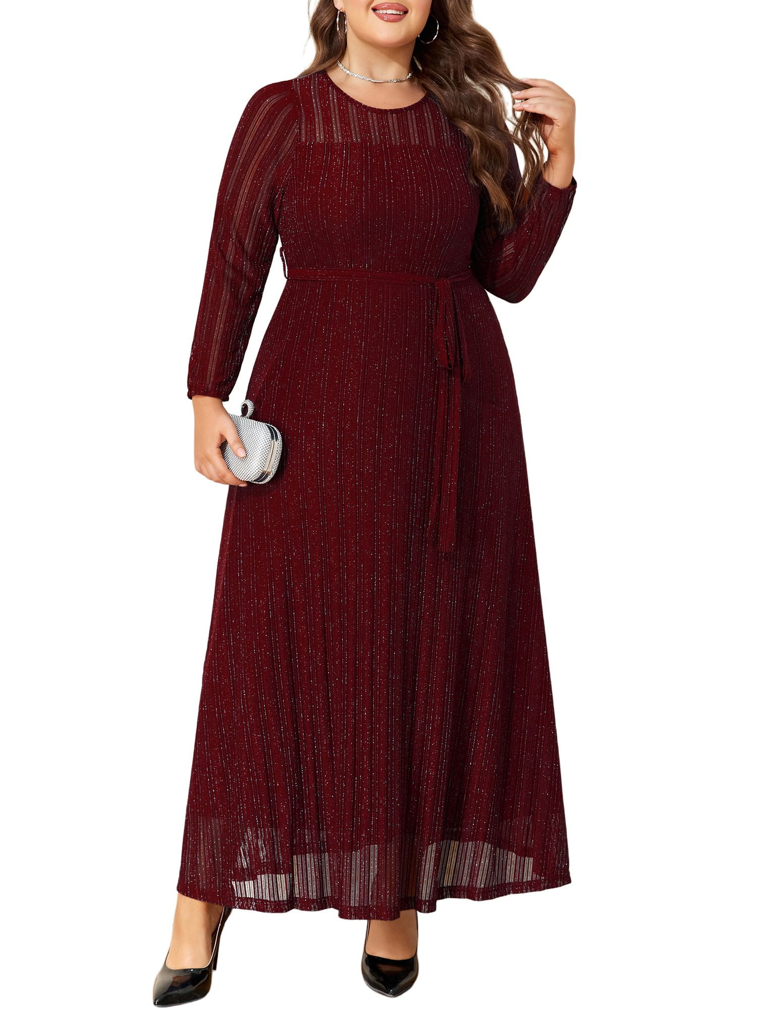 LapaPlus Evening Party Dress Plus Size Womens Glitter Gauze Chritmas ...