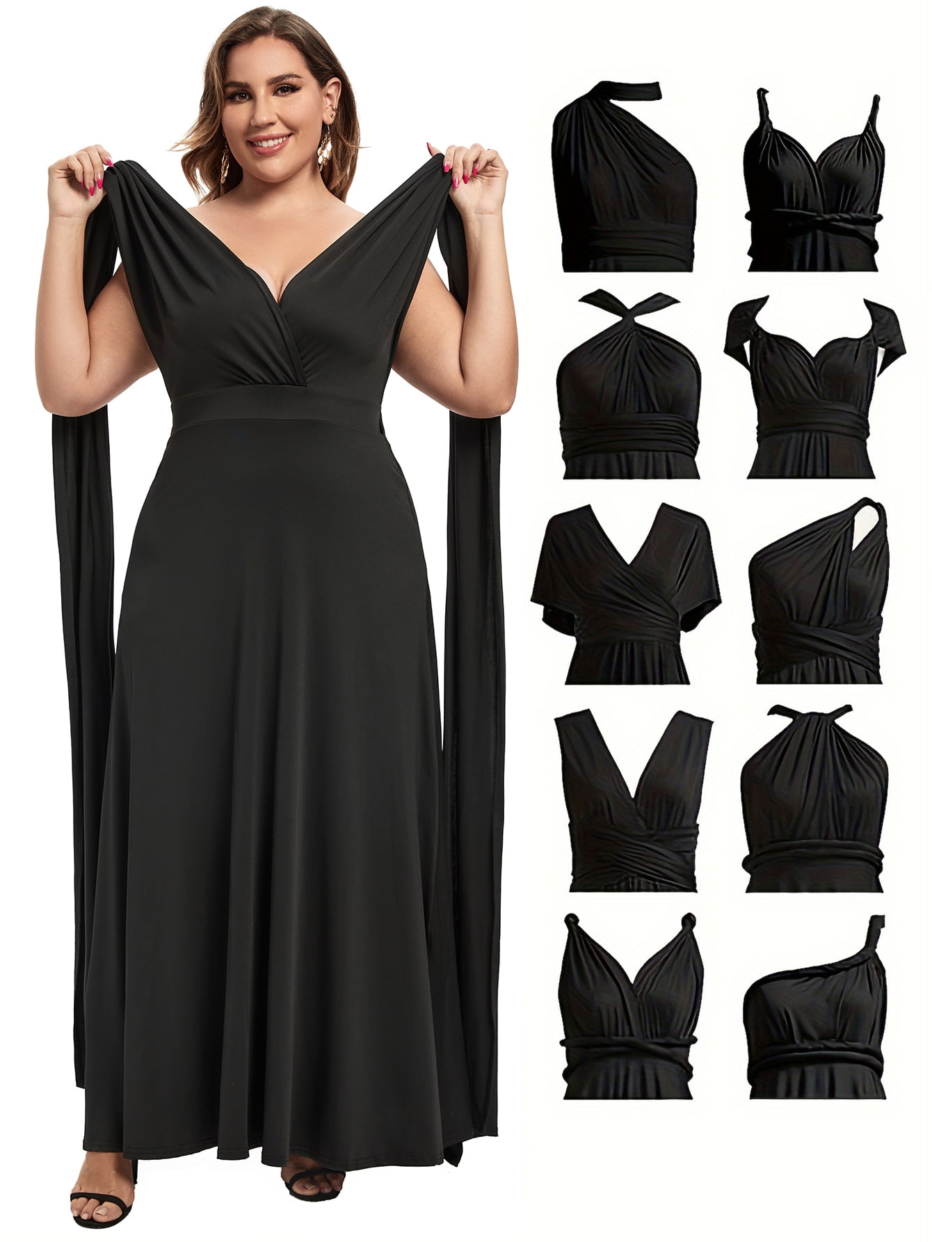 LapaPlus Plus Size Infinity Dress Womens Multiway Convertible Evening ...