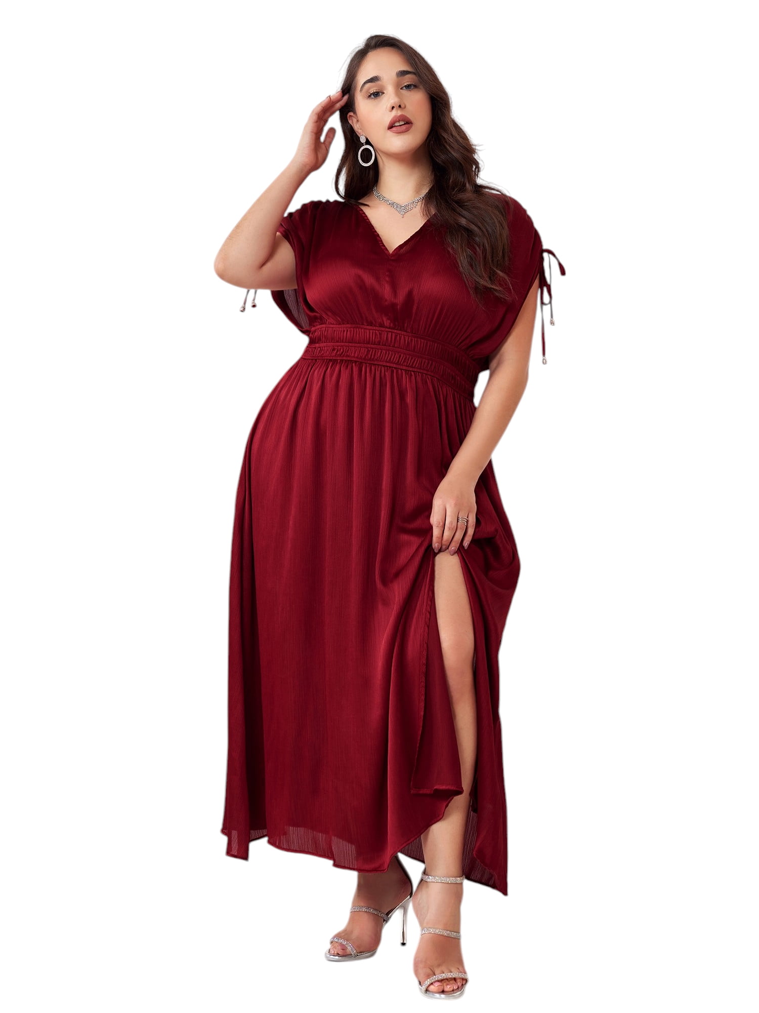 LapaPlus Womens Plus Size Formal Dress Shiny Satin Evening Party ...