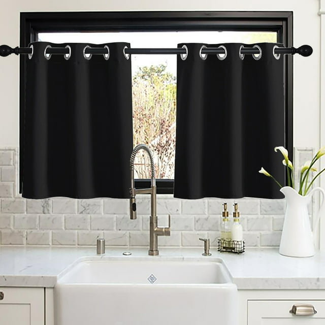Lapalife 2 Panel Blackout Kitchen Curtains, Grommet Short Window ...