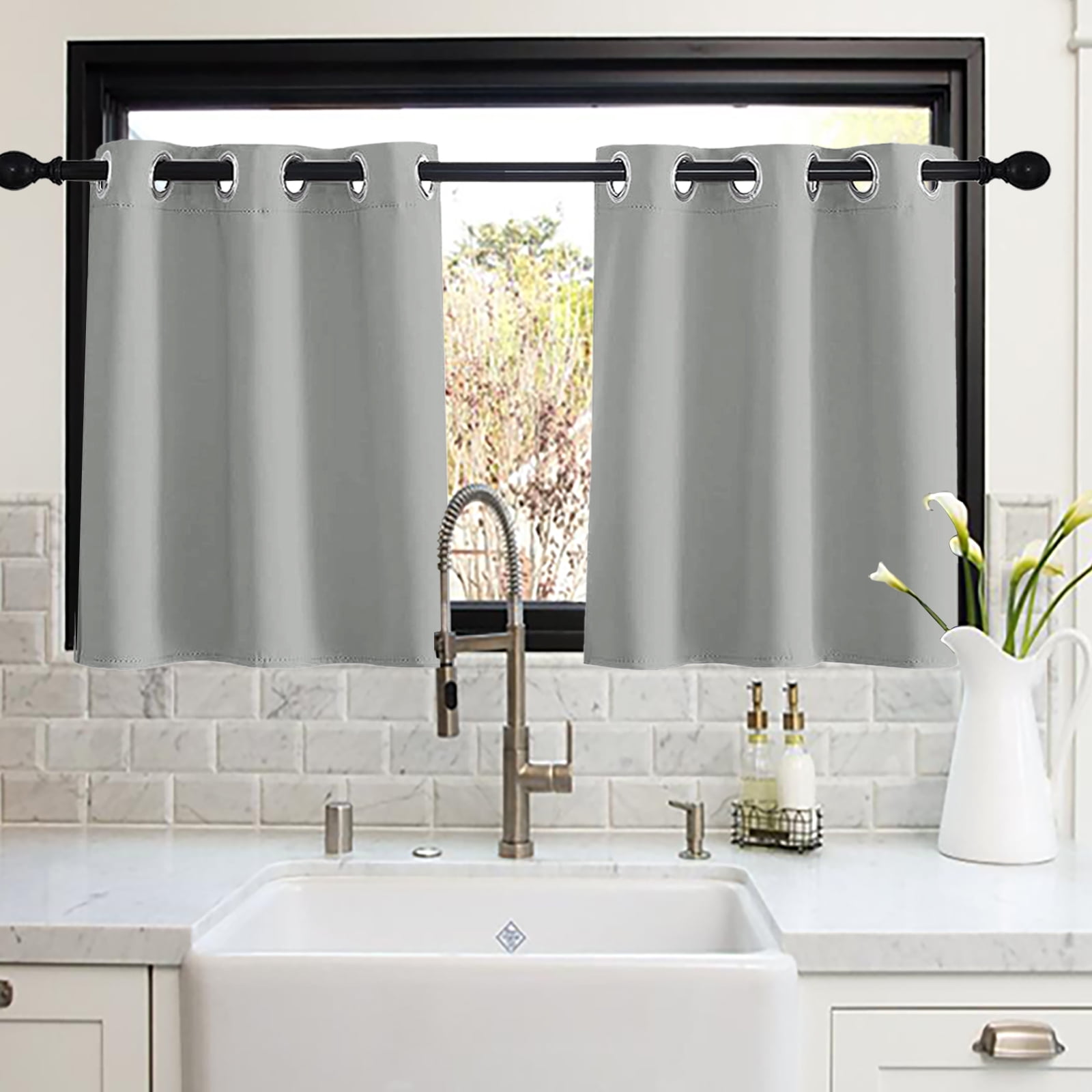 Lapalife 2 Panel Blackout Kitchen Curtains, Grommet Short Window ...