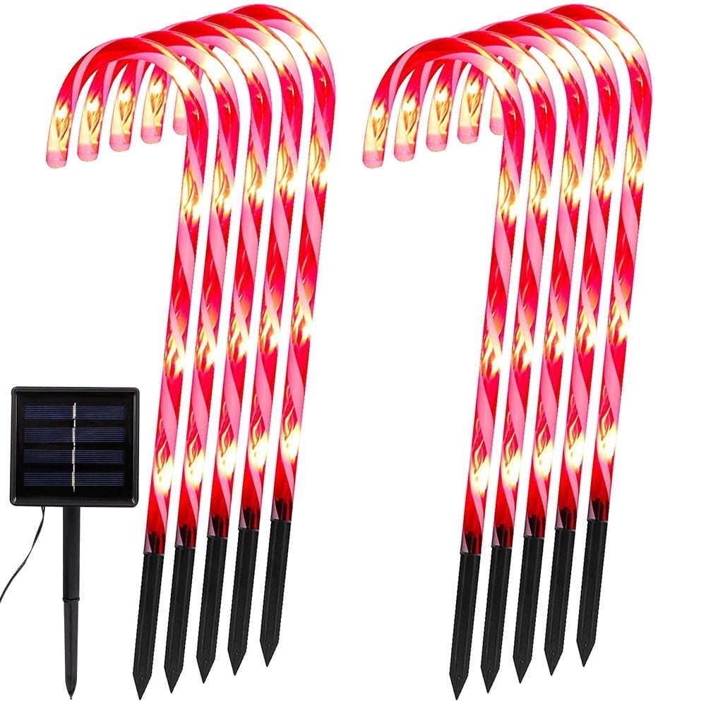 Lapalife Solar Powered LED Christmas Candy Cane Lights, 10 Pack ...