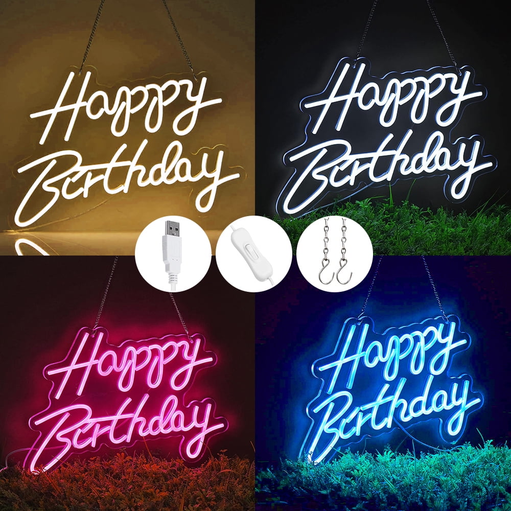 Lapalife Happy Birthday Neon Sign for Wall Decor with On/Off Switch ...