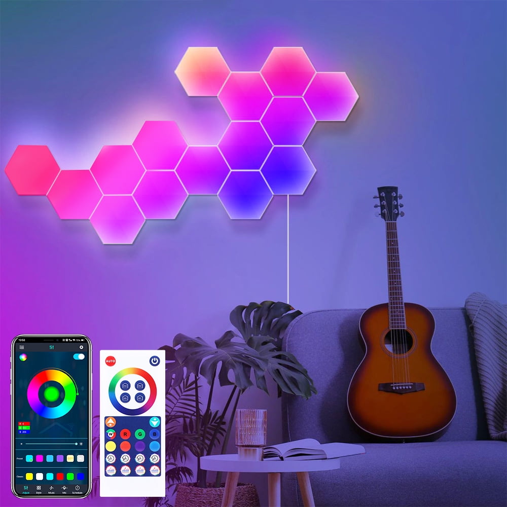 Lapalife Hexagon Light, Music Sync RGB Hexagon LED Wall Lights with APP ...