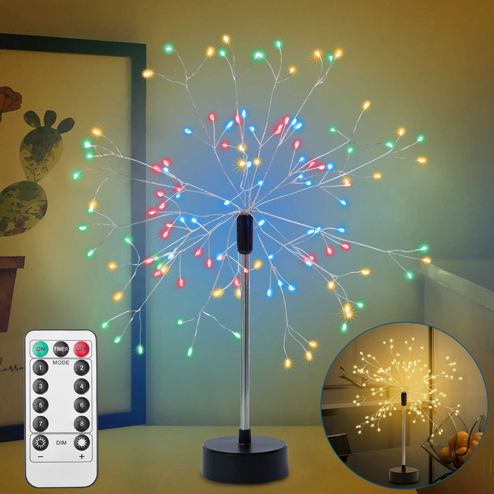 Lapalife LED Firework Table Lamp, USB or Battery Powered Desk Lamp 8 ...