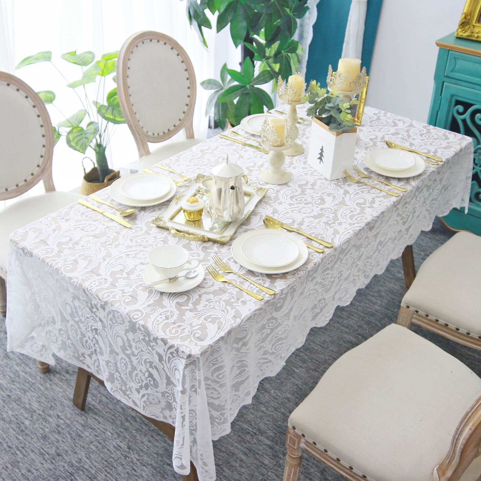 Lapalife Lace Pearl Tablecloth White for Valentine’s Day ,Wedding,Home ...