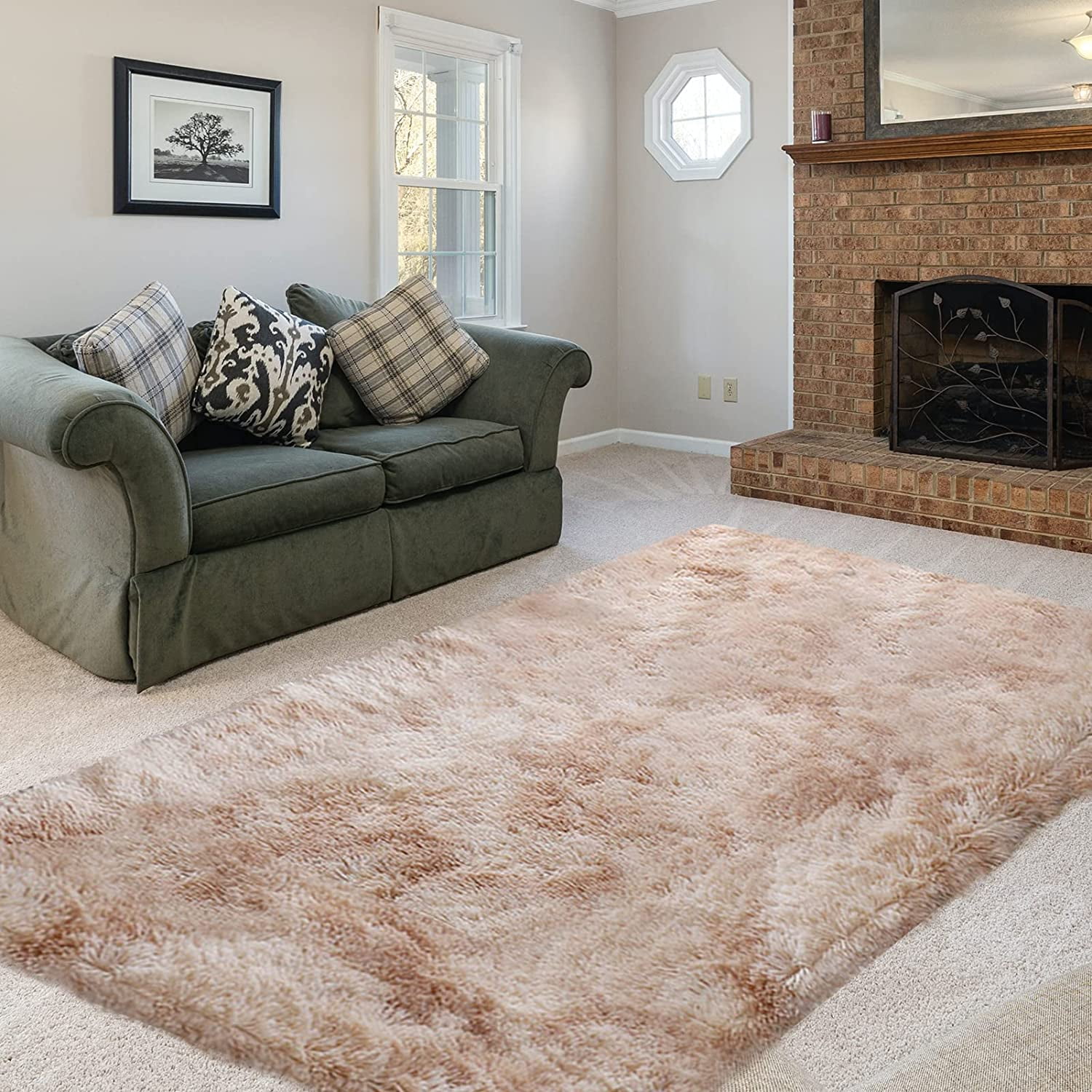 Lapalife Long Faux Fur Shaggy Ombre Area Rug, Fluffy Plush Decorative ...