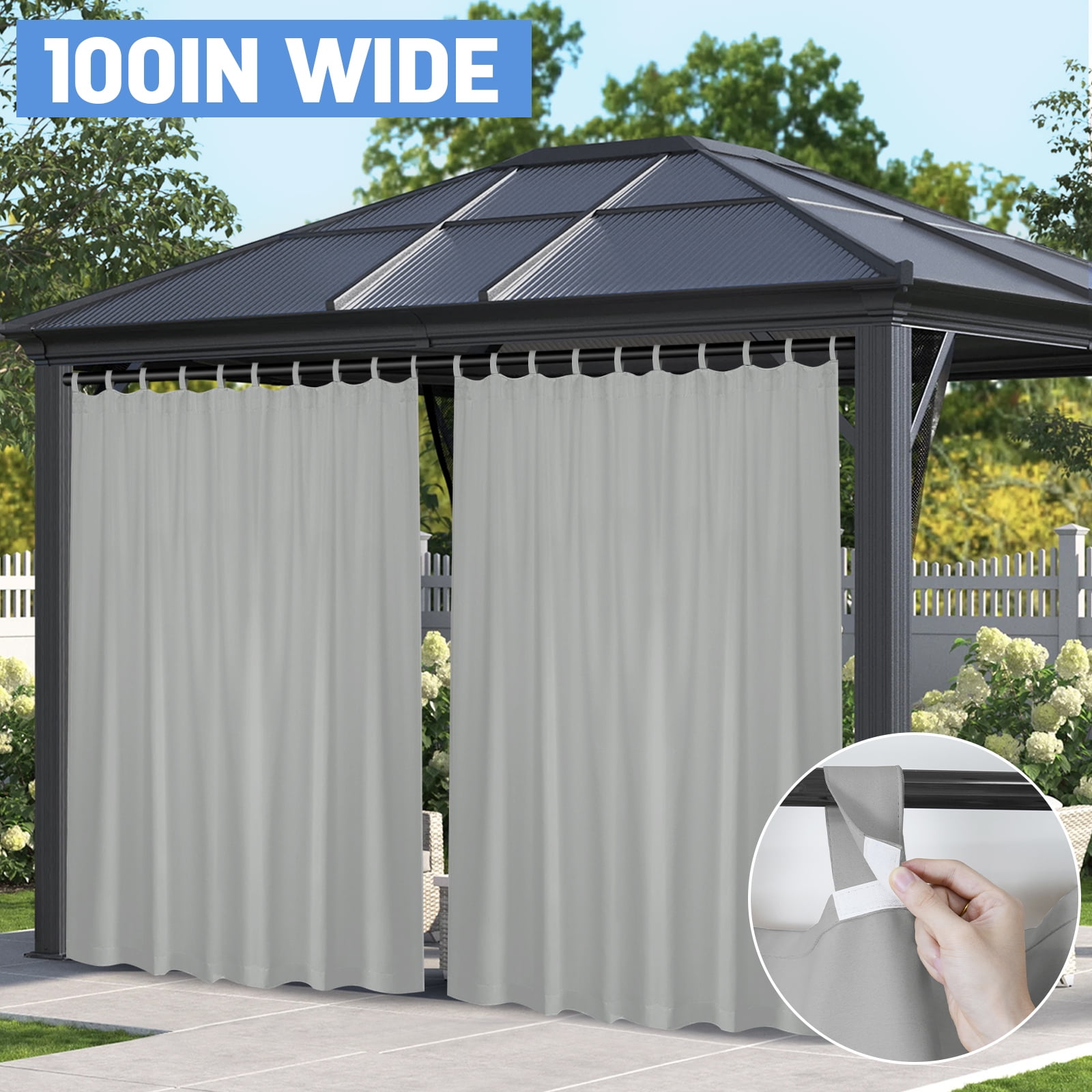 Lapalife Weatherproof Outdoor Curtain, Privacy Extra Wide Tab Top ...