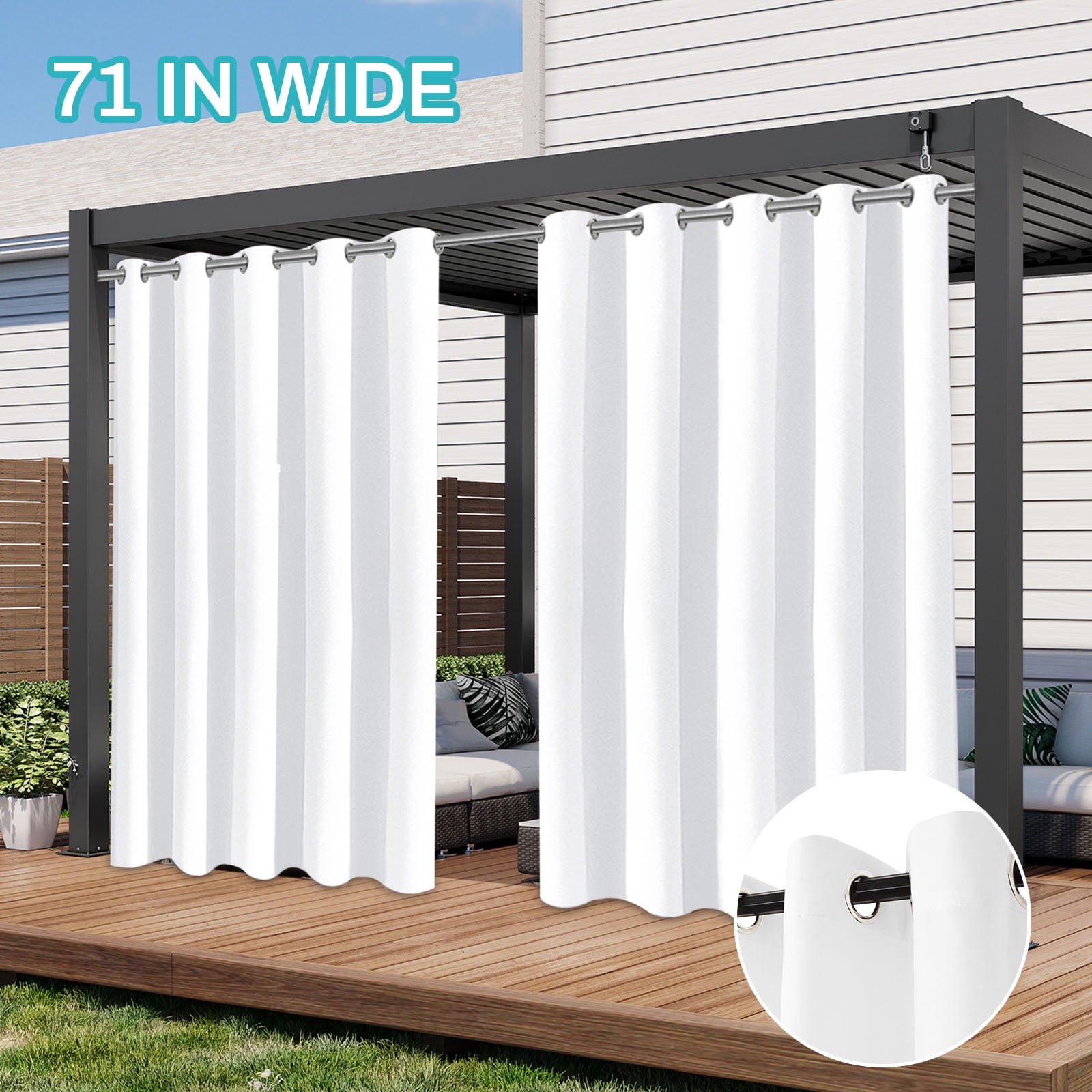 Lapalife Waterproof Outdoor Curtains for Patio, UV Resistant, W71xL96 ...