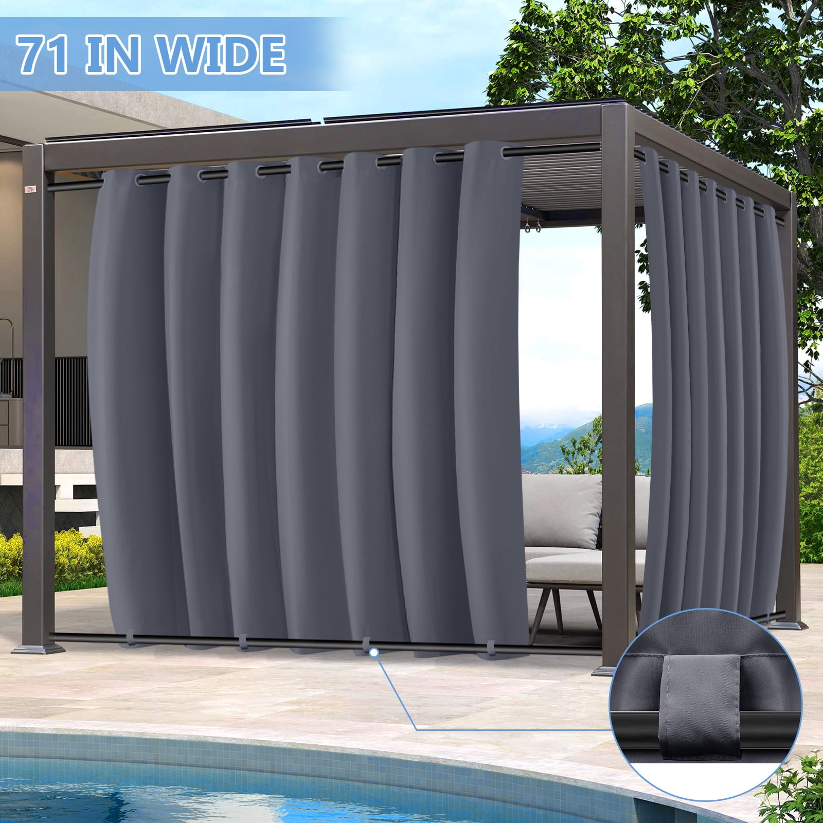 Lapalife Outdoor Curtains for Patio Waterproof 71 x 84 in Windproof ...