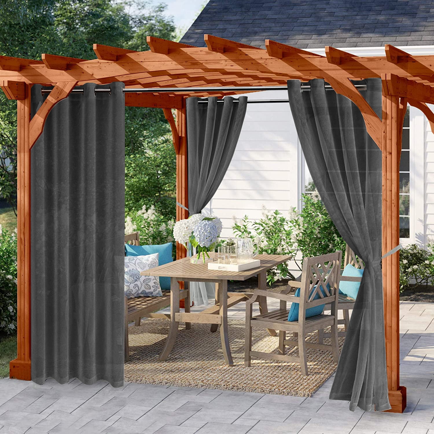Lapalife Outdoor Sheer Curtain for Patio, Grommet Top Sheer Voile ...
