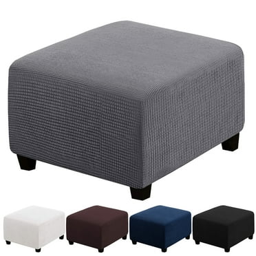 Subrtex Stretch Textured Grid Oversized Ottoman Slipcover, White ...