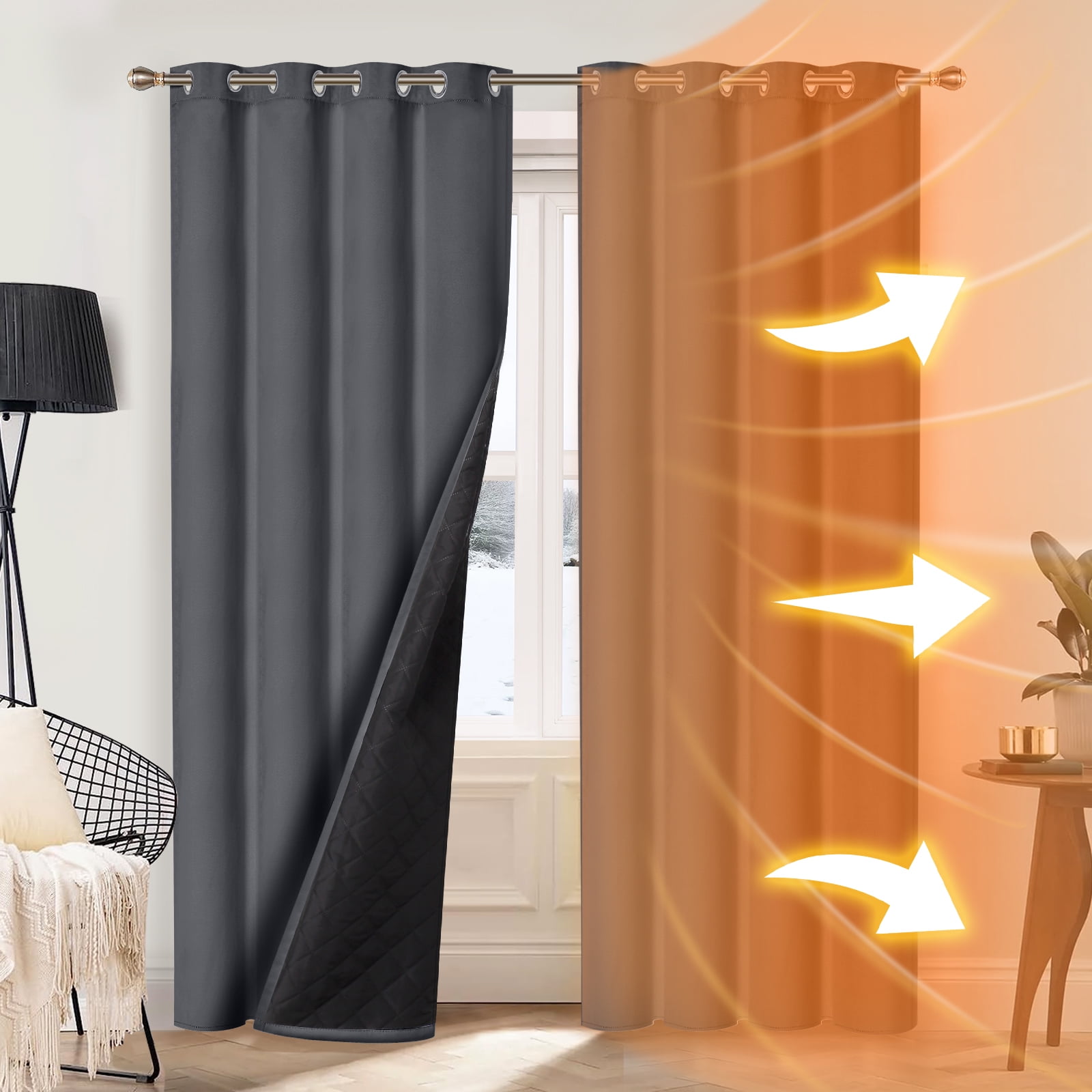 Lapalife 84'' 100% Blackout Curtains, Double Layer, Noise Reducing ...