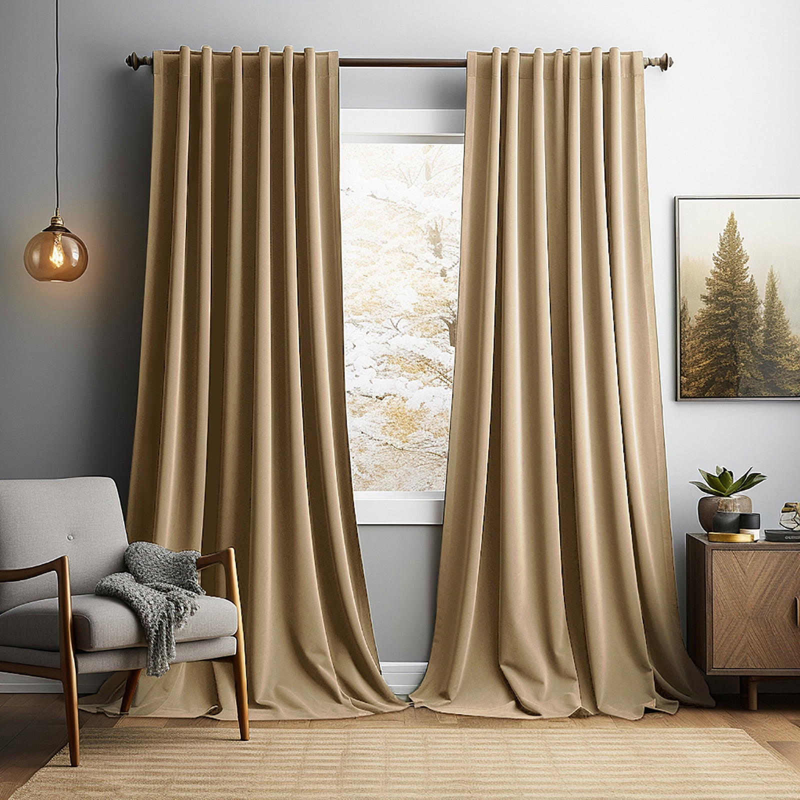 Lapalife Velvet Curtains, Rod Pocket Room Darkening Curtain Christmas ...