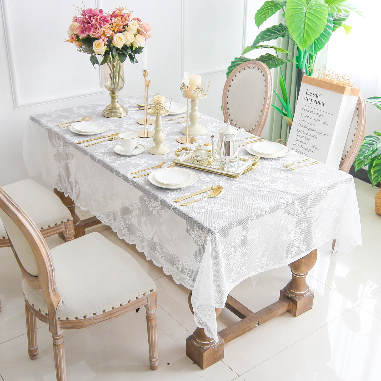 Lapalife White Lace Tablecloth Vintage-Style Wedding Table Cloths ...