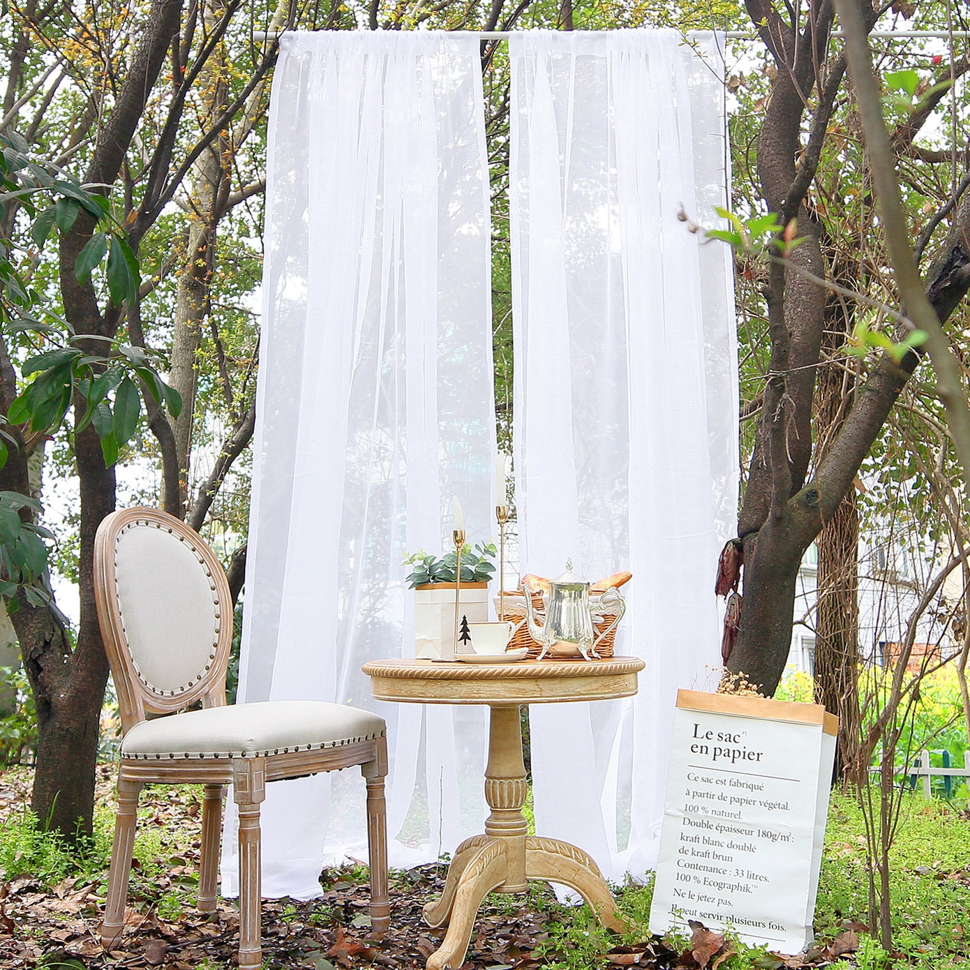 Lapalife White Sheer Curtain, Basic Rod Pocket Window Sheer Clear ...