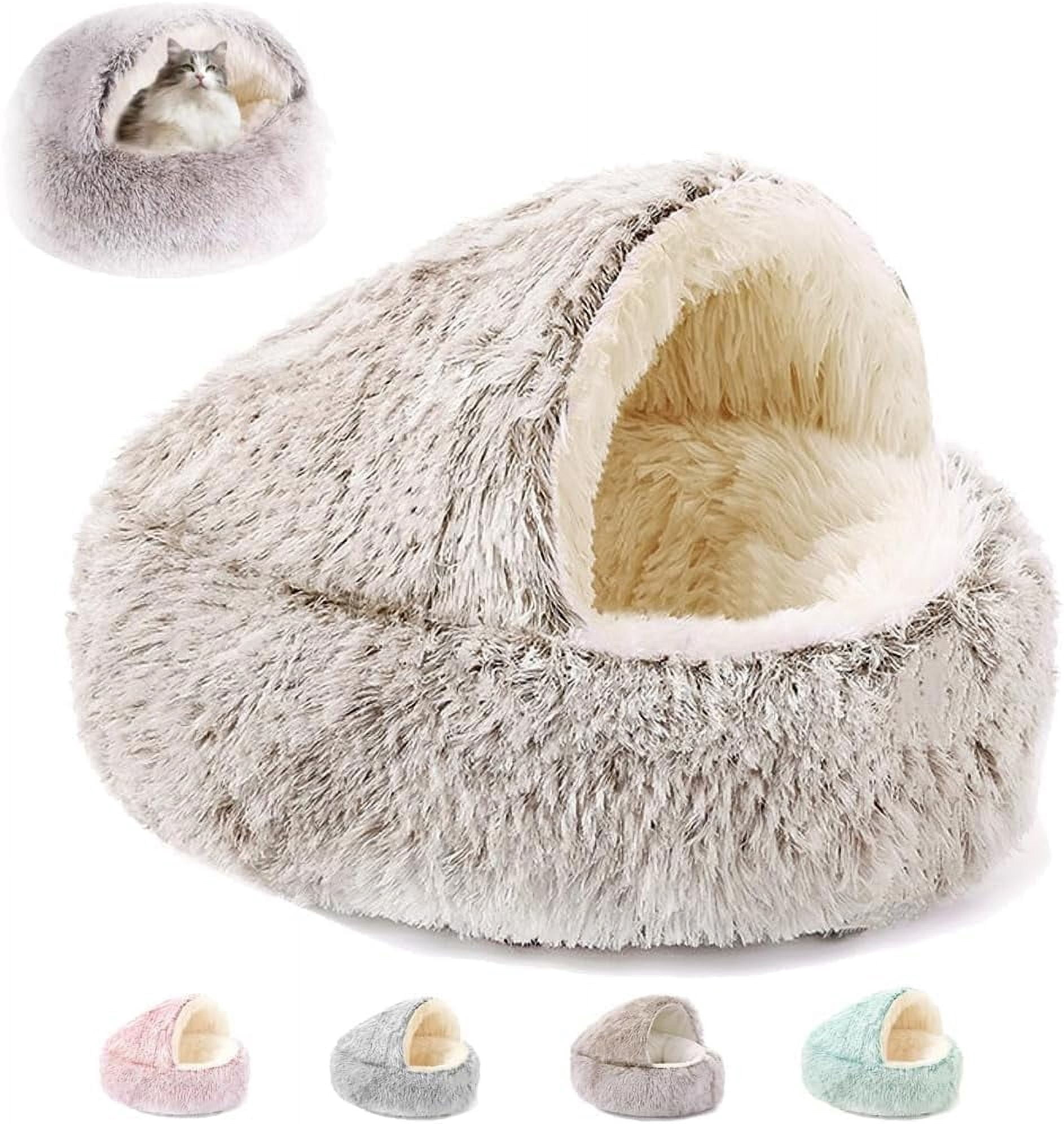 Lapcatz Nest Bed, Cat Dog Bed with Cover Cave Roof, Winter Hooded Dog ...