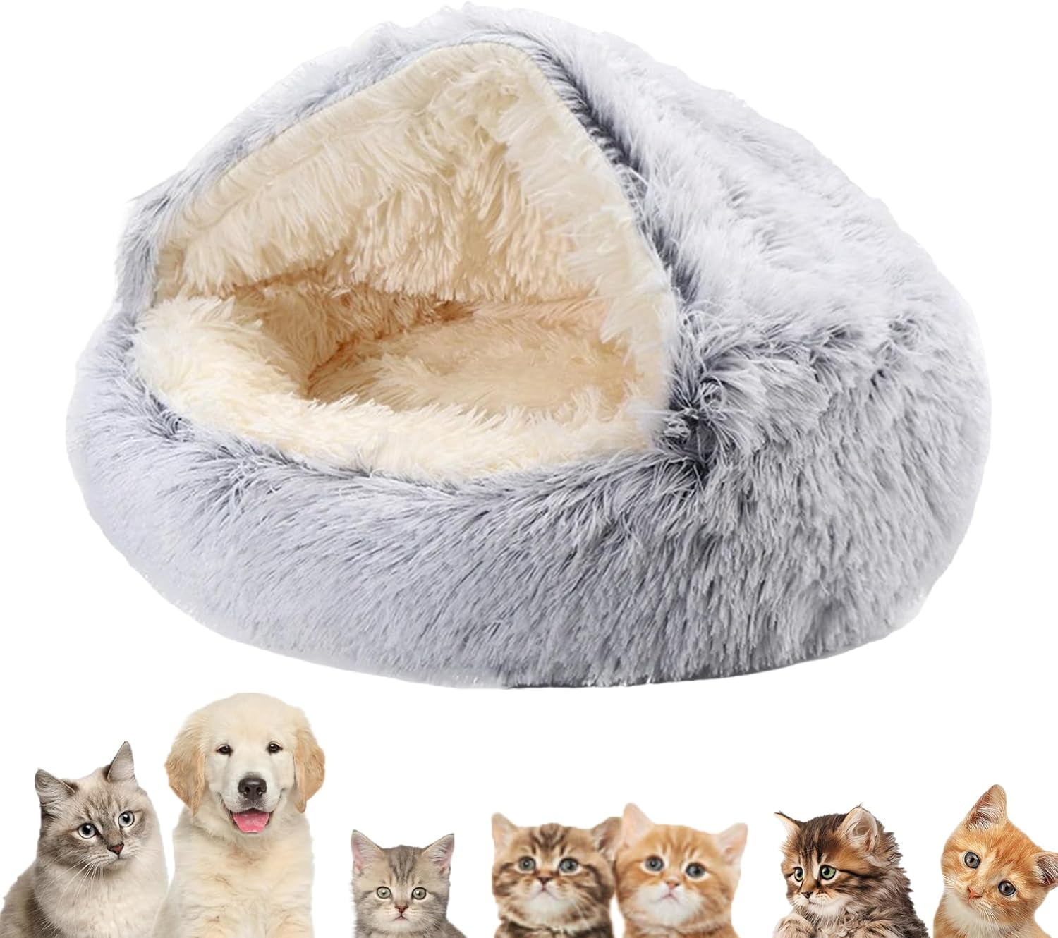 Lapcatz Nest Bed, Cozy House Cozy Nook Plush, Cocoon Dog Beds with ...