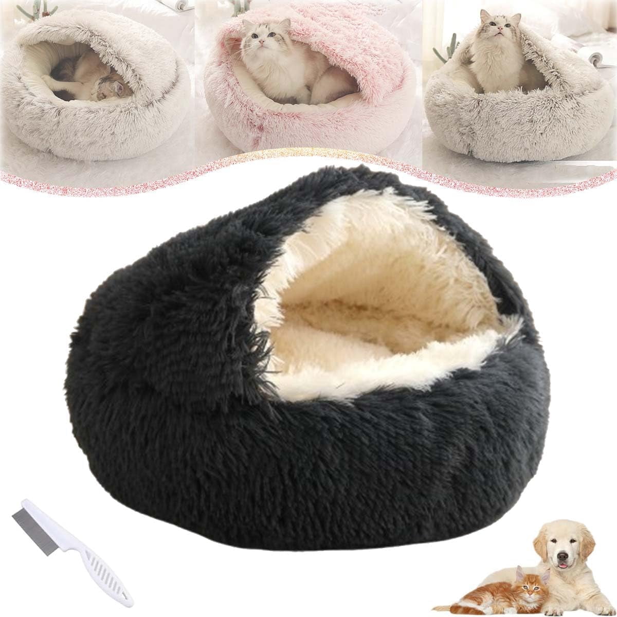 Lapcatz Nest Bed, Fauven Calming Seashell Bed, Plush Fluffy Lap Catz ...