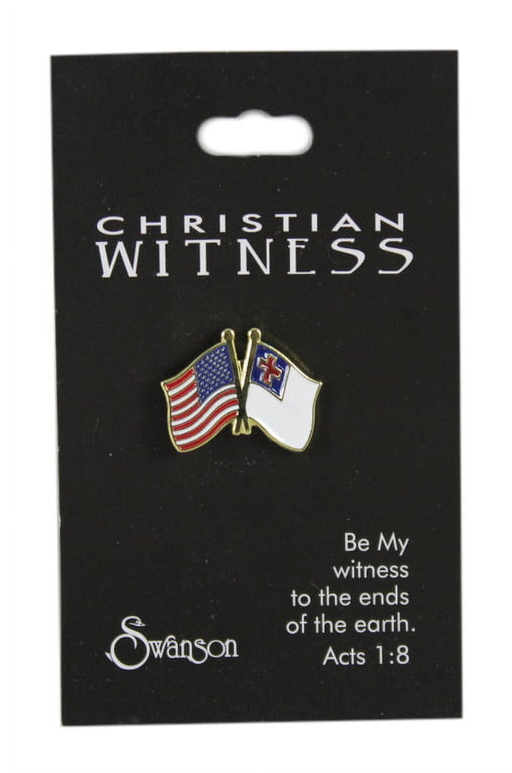 Lapel Pin American And Christian Flag NEW Be My Witness Acts 1:8 7/8 x ...