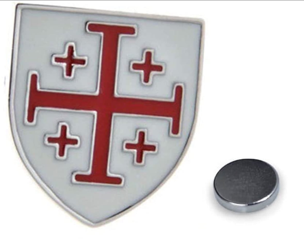 Lapel Pin Crusaders Shield Emblem Magnet Backing Red and White Enamel ...