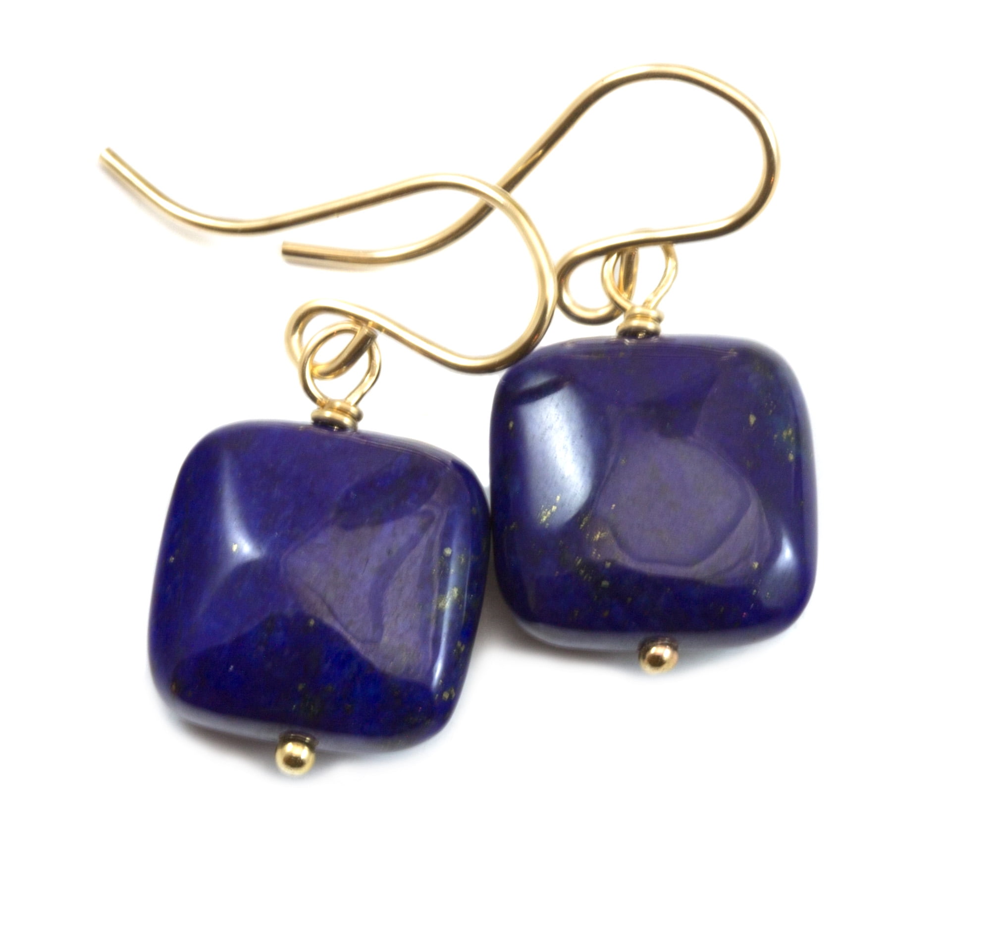 Lapis Earrings 14k Gold Filled Blue Lapis Lazuli Smooth Square Cut ...