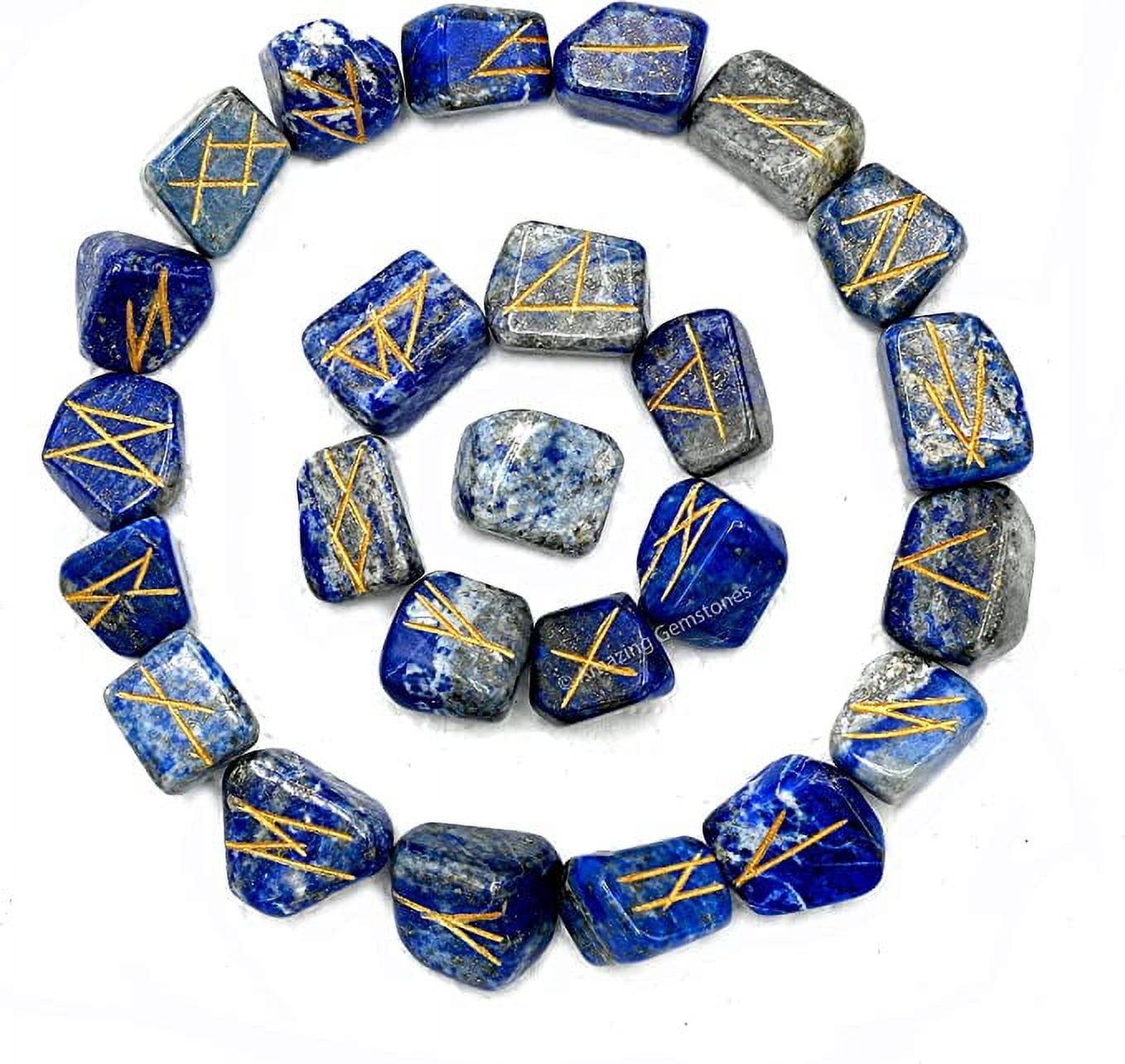 Lapis Lazuli Crystal Runes Stone Set Elder Futhark - Walmart.com