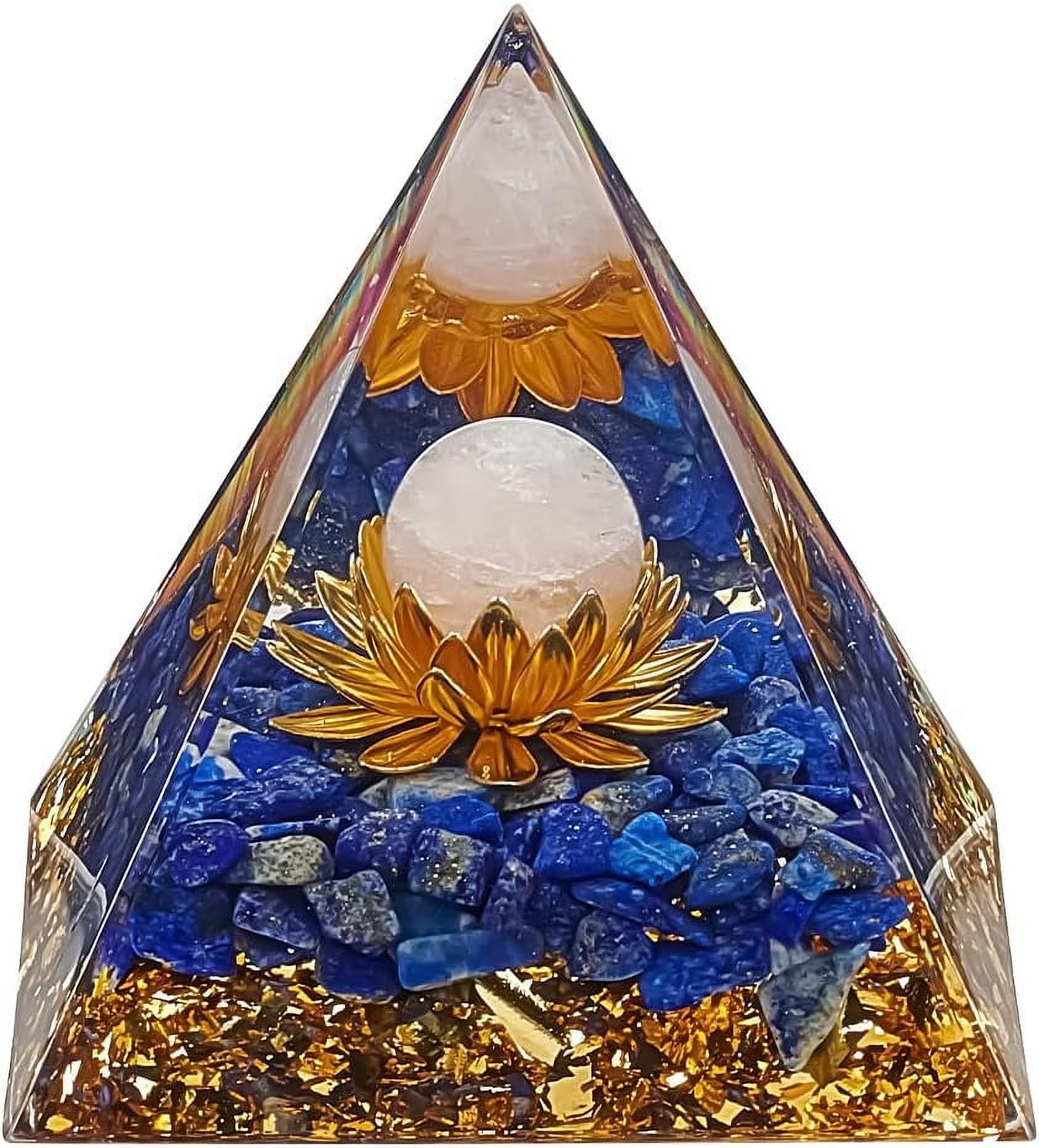 Lazuli Pyramid Pink Healing Crystals Orgonite Pyramid Flower of Life ...