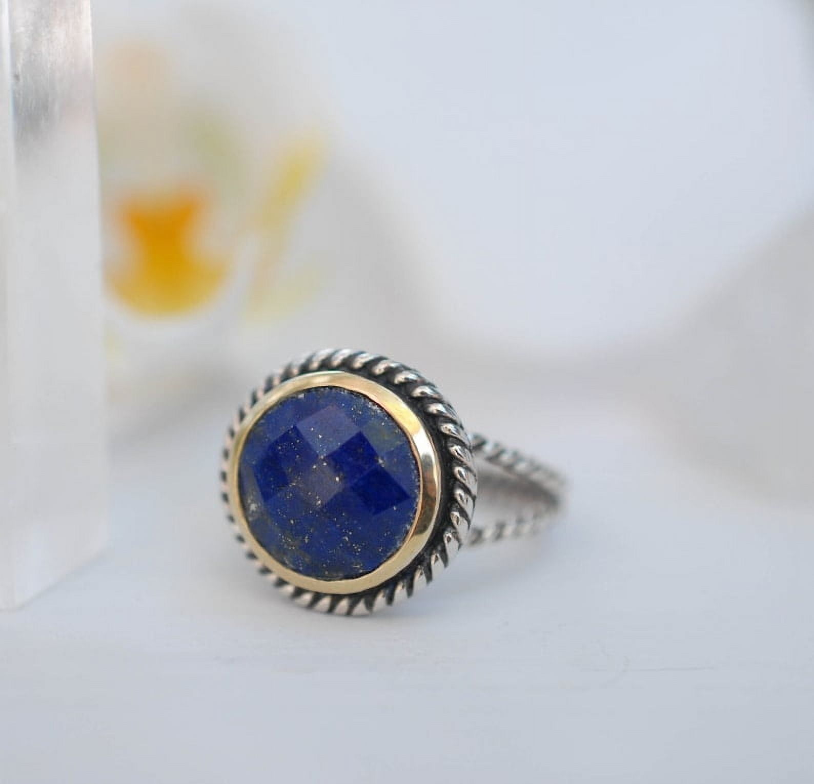 Lapis Lazuli Ring, Sterling Silver 925 and Gold Vermeil Handmade Women ...