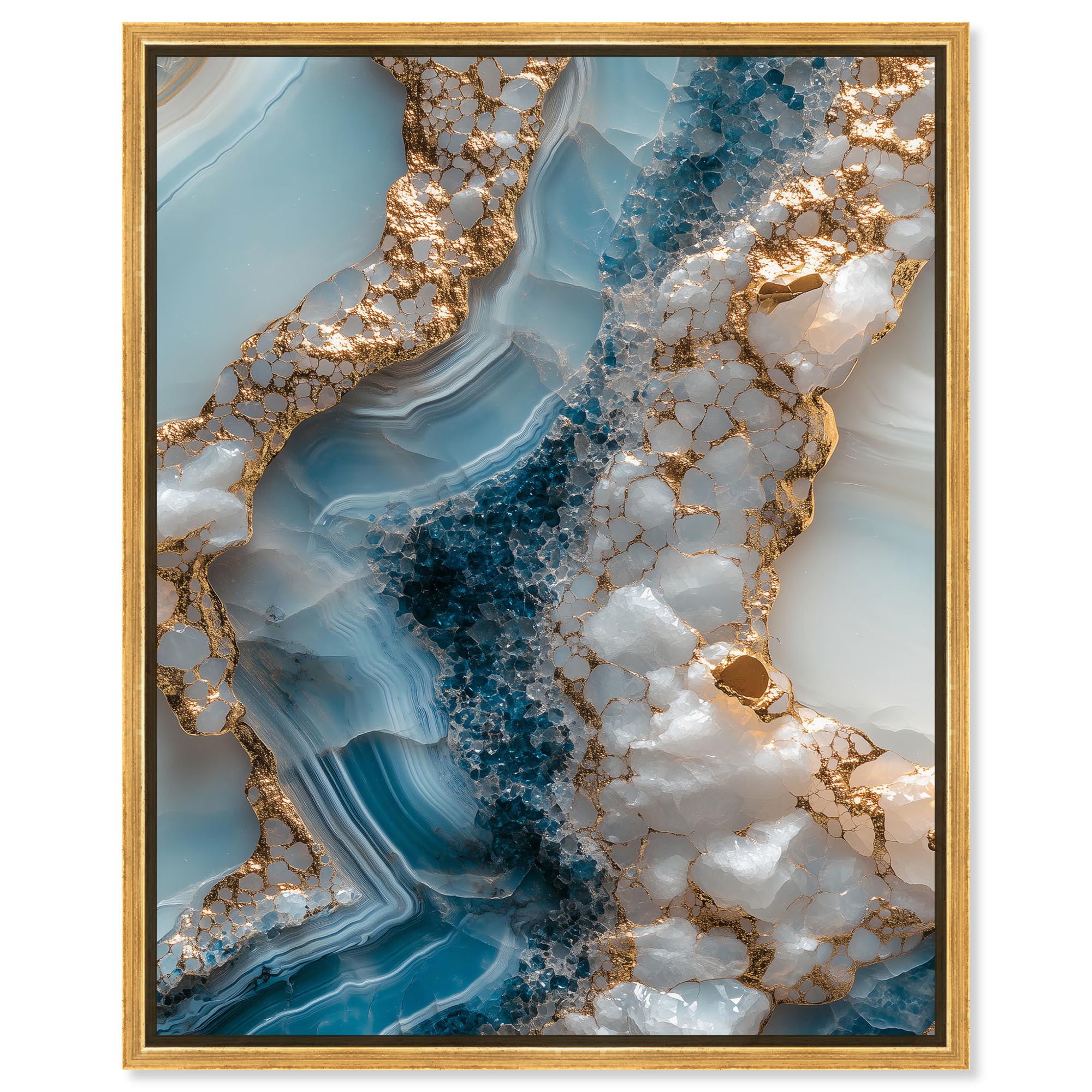 Lapis River Canvas Teal Abstract Art by Art Remedy, Gold Frame, 20 x 24 ...