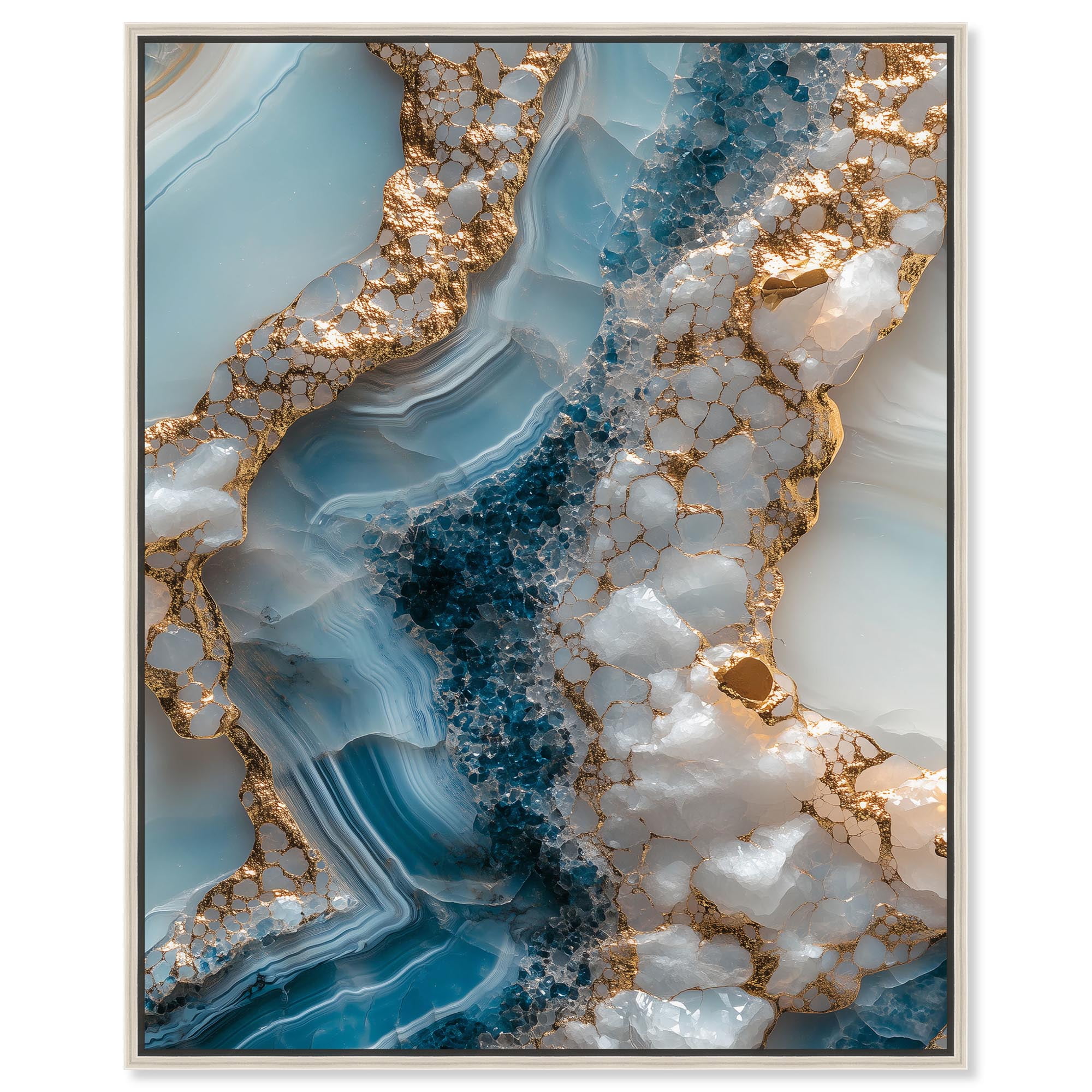 Lapis River Canvas Teal Abstract Art by Art Remedy, Silver Frame, 36 x ...
