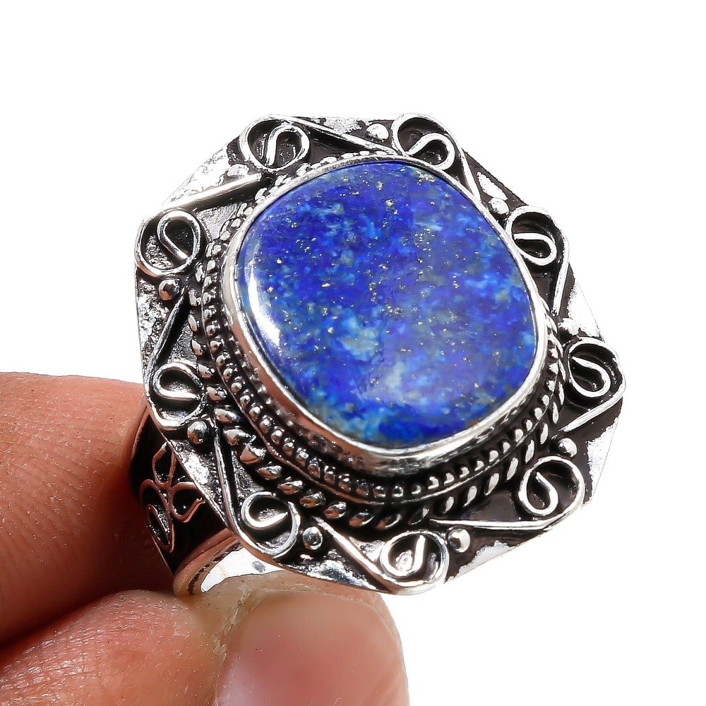 Lapis lazuli Gemstone Handmade Ethnic Gifted Vintage Ring Jewelry 8.75 ...