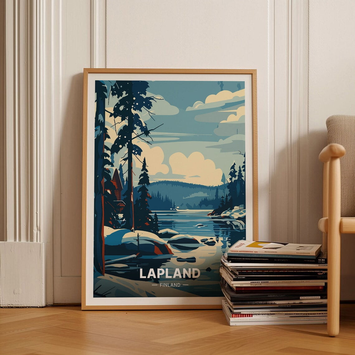 Lapland Finland Travel Poster, Scandinavian Style Wall Art, Nordic ...