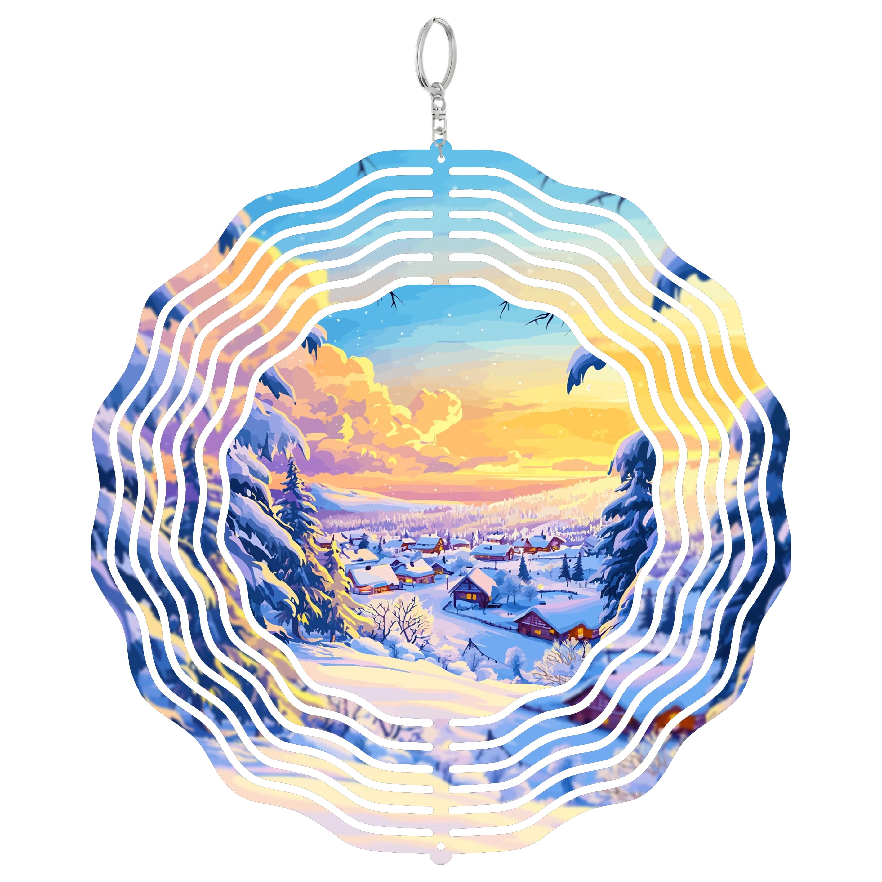 Lapland Finland Winter Scene 3D Wind Spinner Stainless Steel Kinetic ...