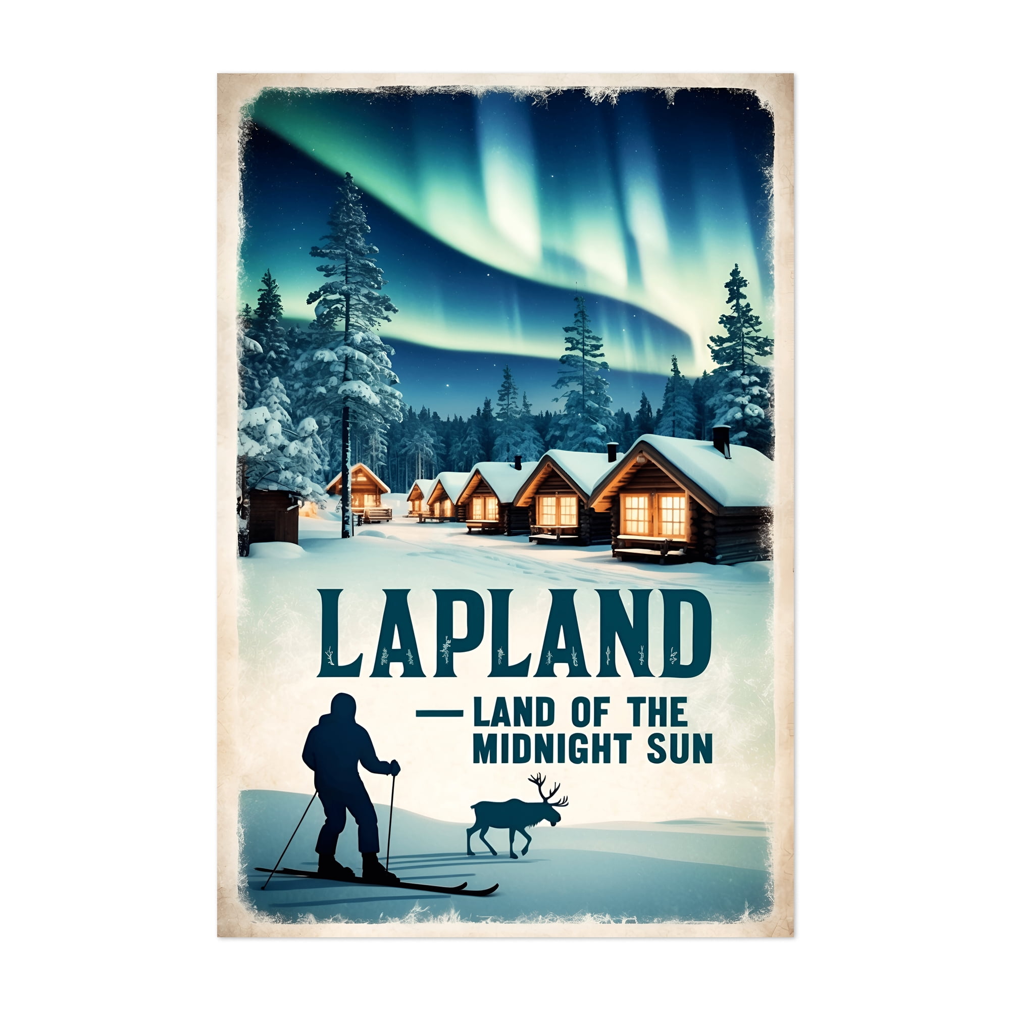 Lapland Vintage Poster – Nordic Winter Art Print - Lapland Finland ...