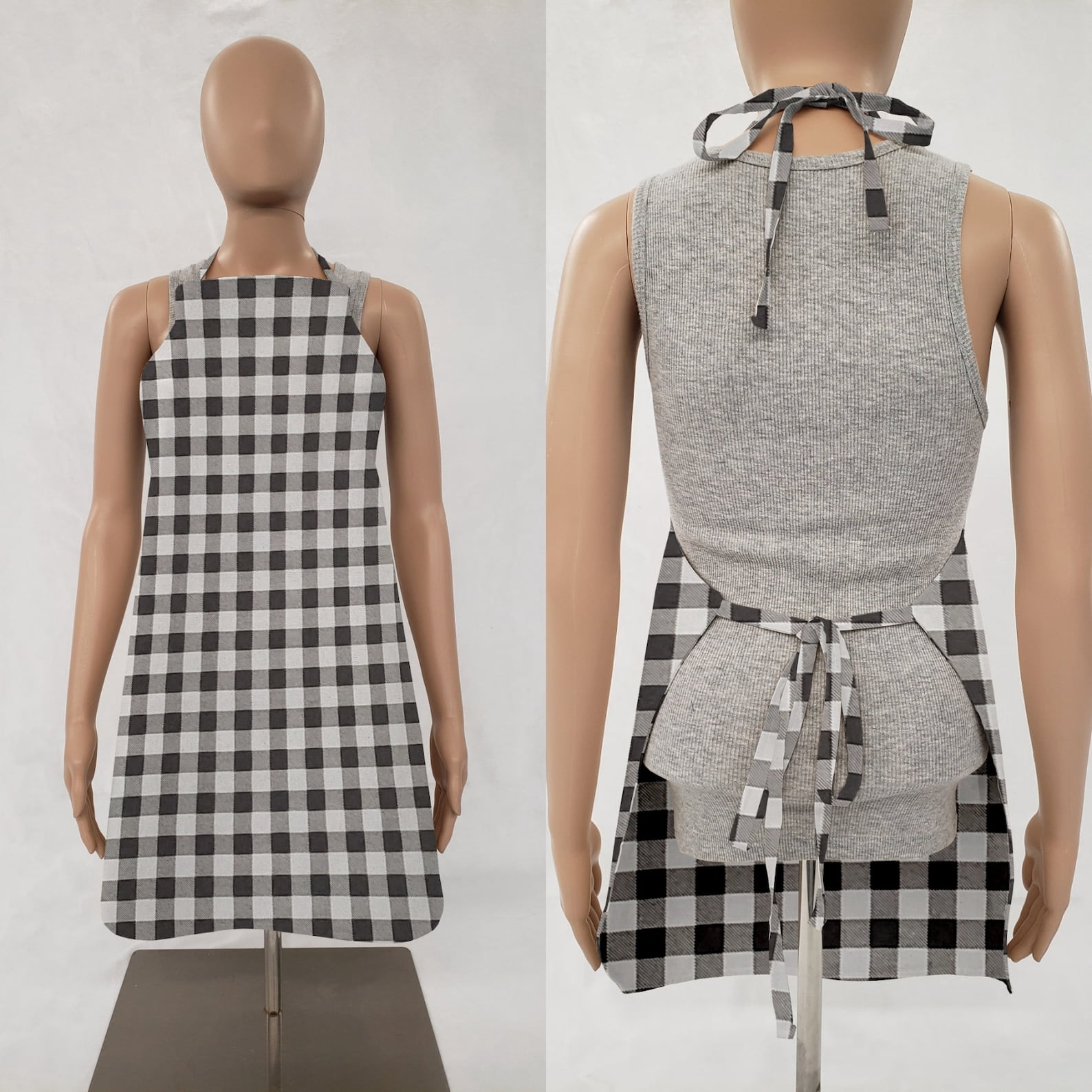 Buffalo Check Plaid Bib Apron by Penny's Needful Things (Light Gray ...
