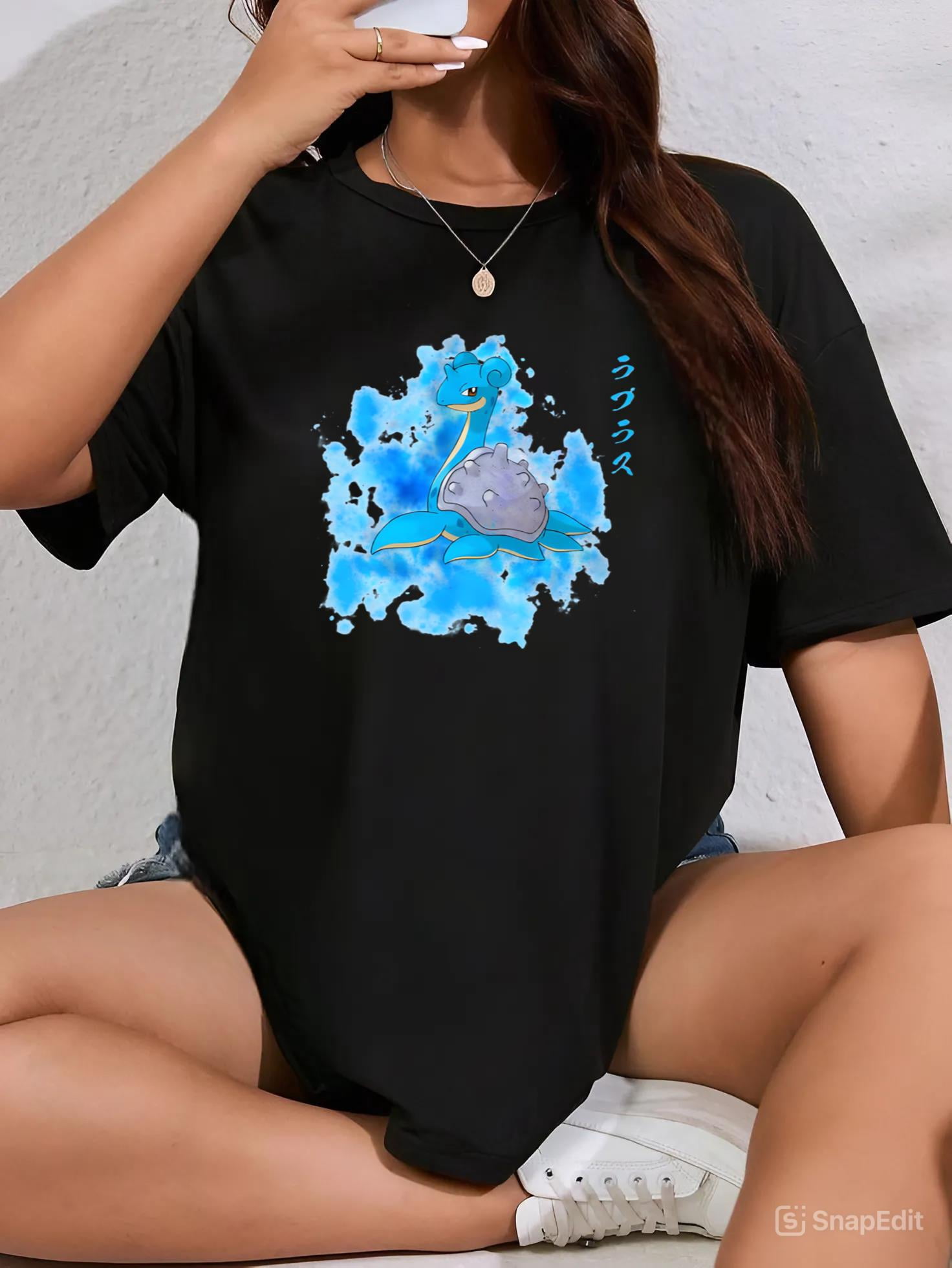 Lapras Washed T Shirt Retro Oversized Baggy Pokemon Water Ice Type Gen ...