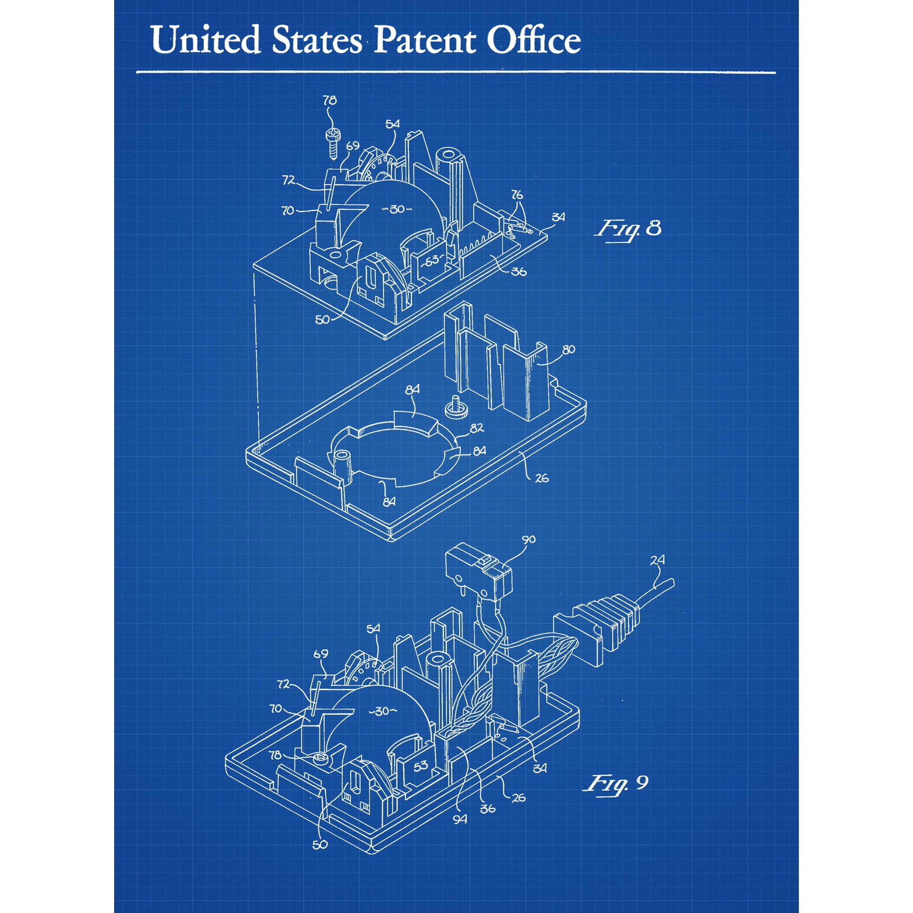 Lapson Cursor Computer Mouse Device 1984 Patent Extra Large XL Wall Art ...