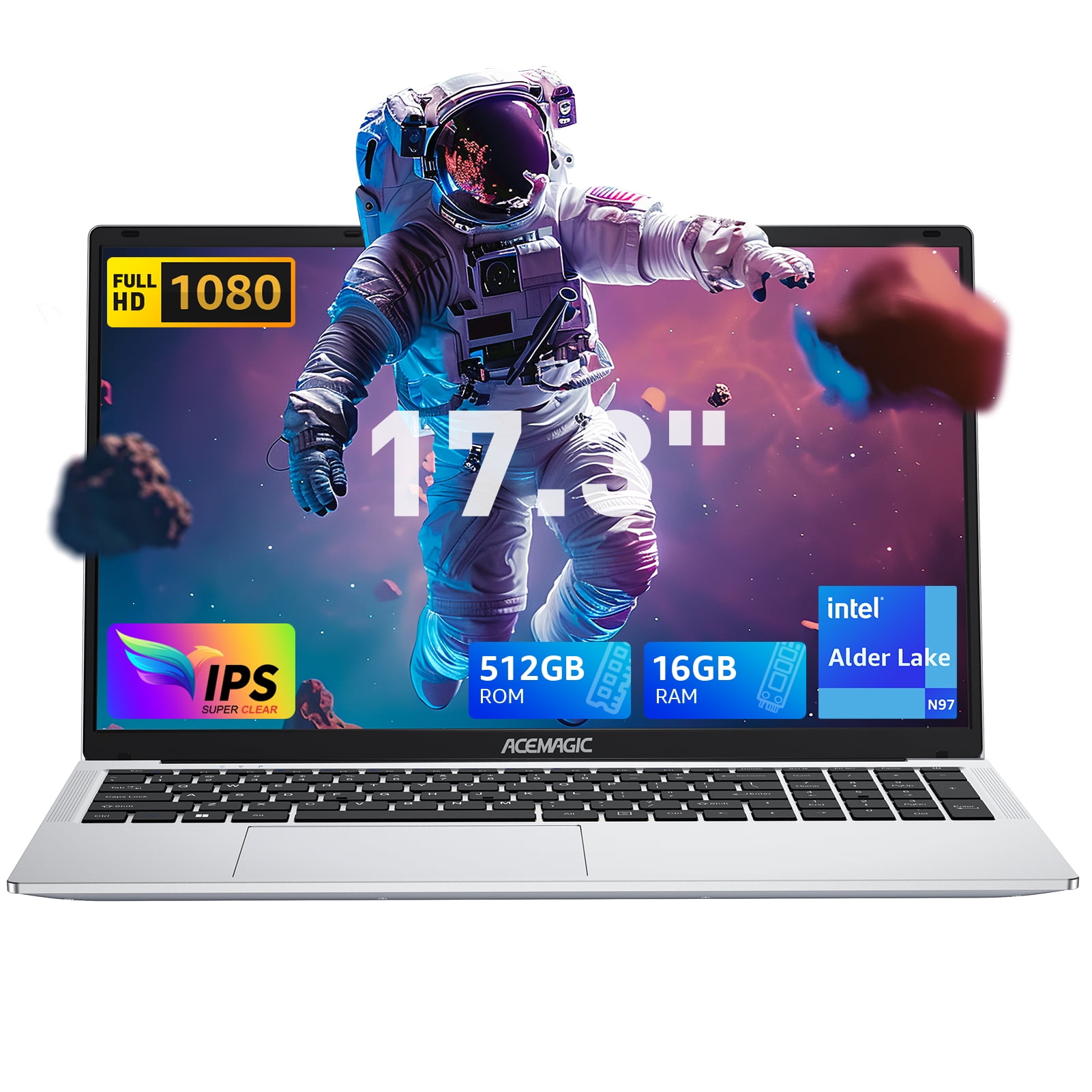 Laptop ACEMAGIC 17.3 FHD Intel Alder Lake N97 up to 3.6GHz 16GB DDR4 ...