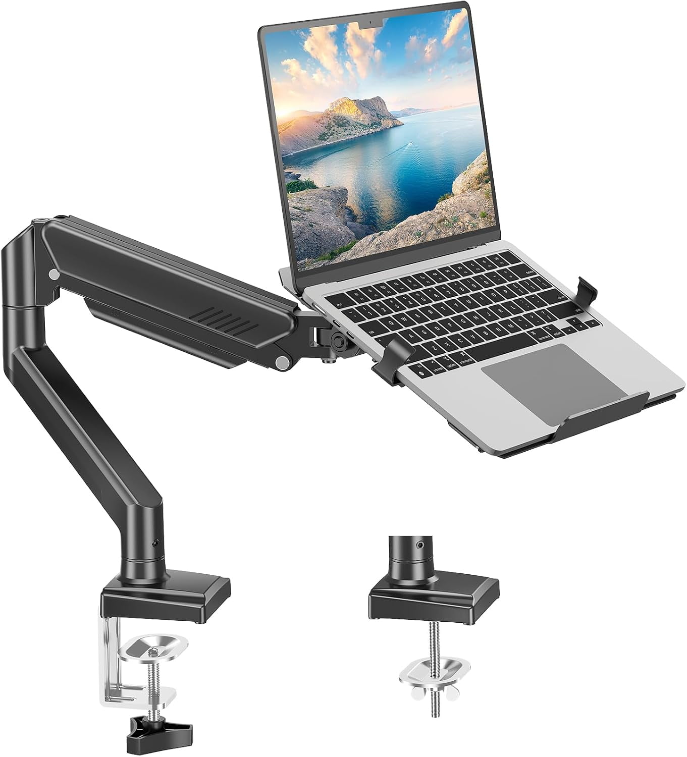 Laptop Arm Mount for Desk, 2 in 1 Function Monitor Stand, Fits Max 17 ...
