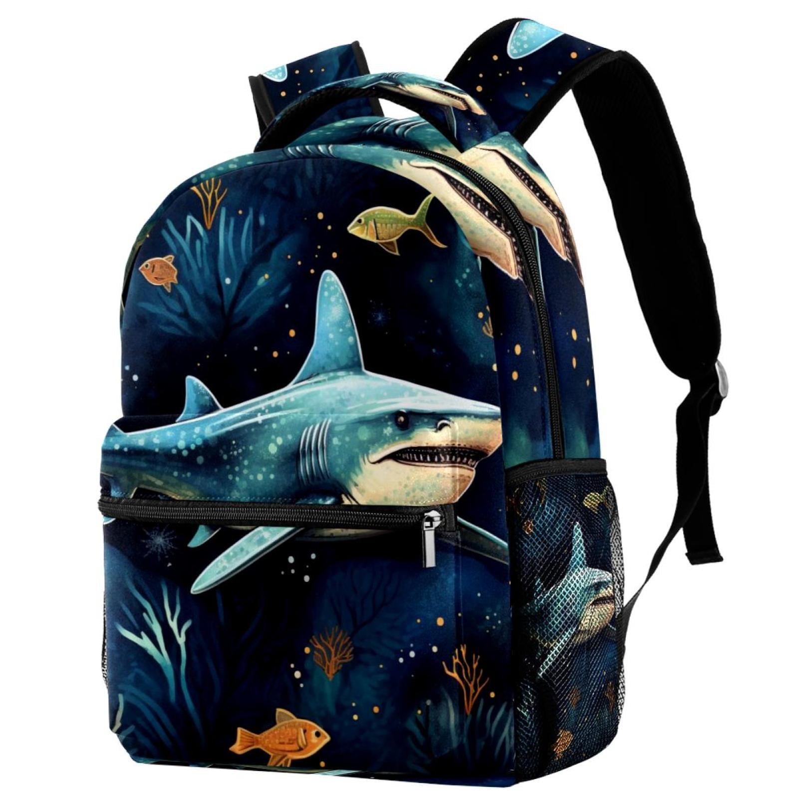 Laptop Backpack Multiple Pocket, Ocean Shark Starry Sky Background ...
