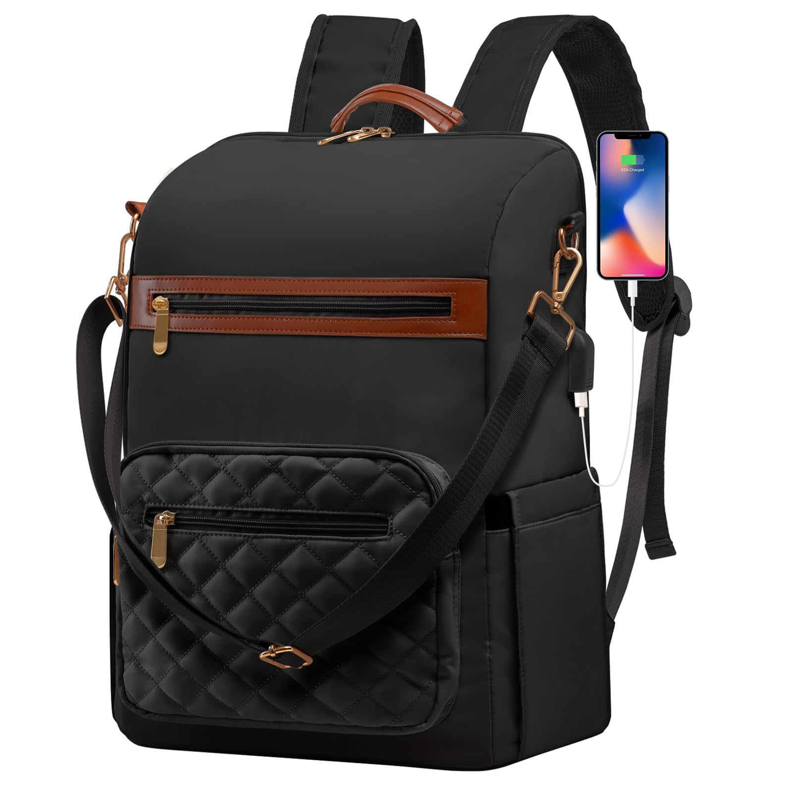 Laptop Backpack For Women, 15.6 Inch Work Bag With USB Charging Port ...