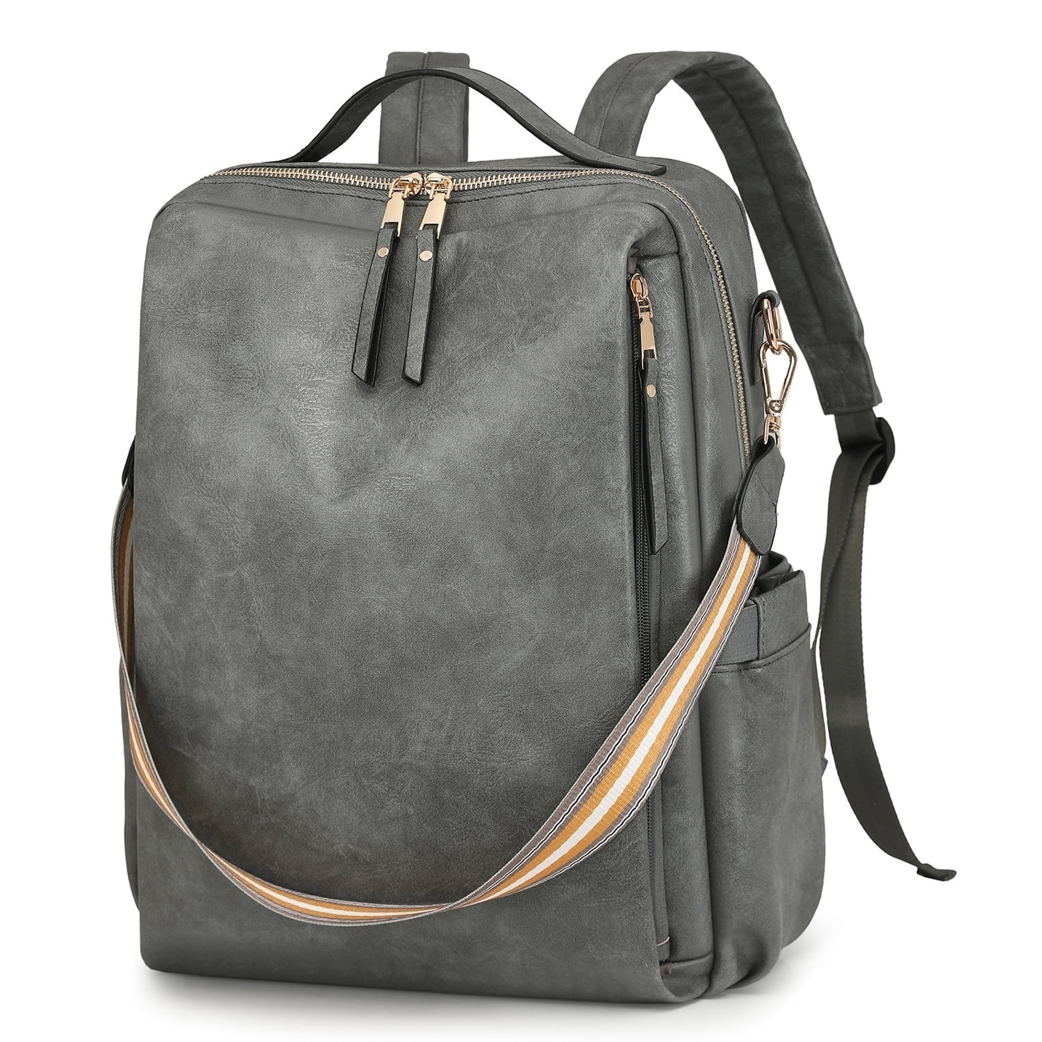 Laptop Backpack for Women, PU Leather Backpack with 15.6 Inch Laptop ...