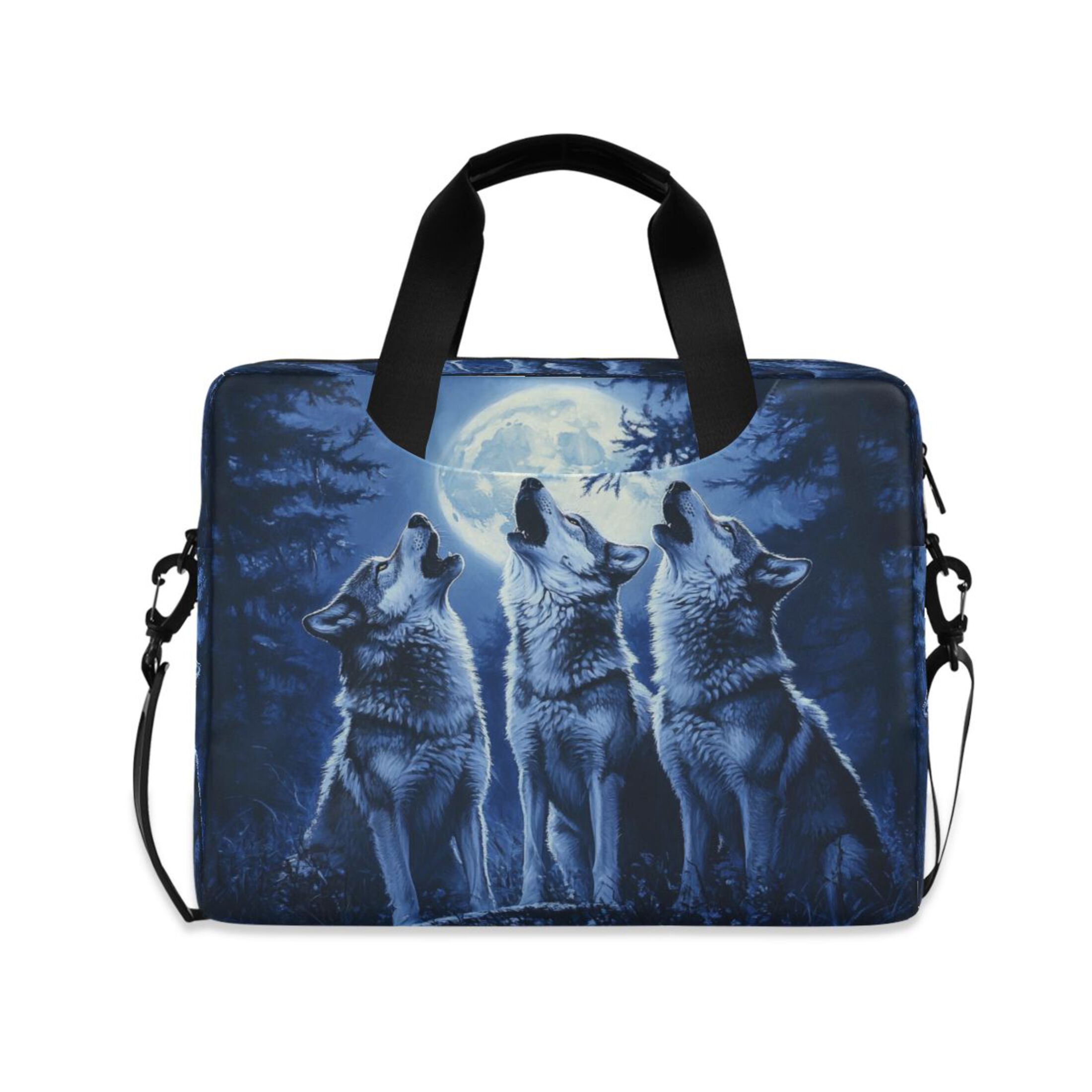 Laptop Bag Briefcase 16 inch with Strap,Carry on Laptop Case for Women and Men Howling Wolf ...