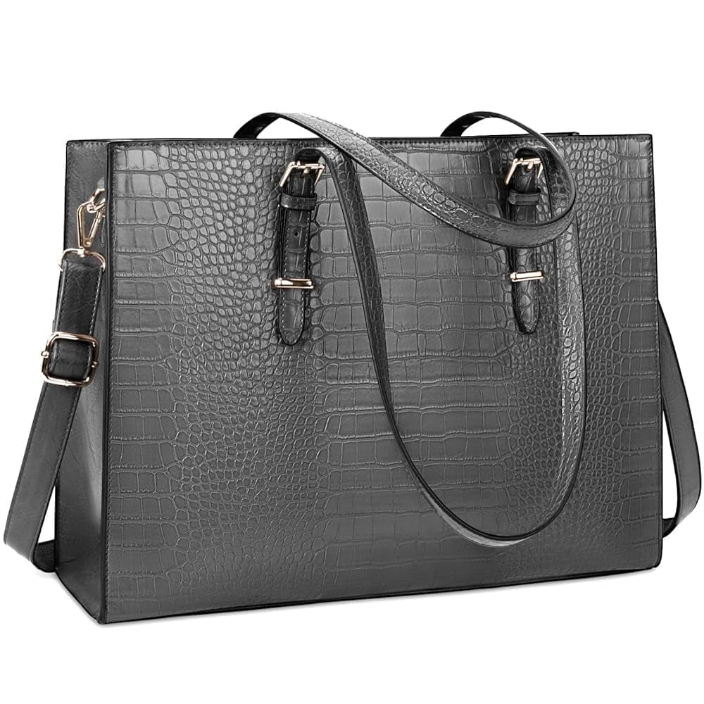 Lubardy 15.6 Inch Laptop Tote Bag for Women Waterproof Leather Handbag ...