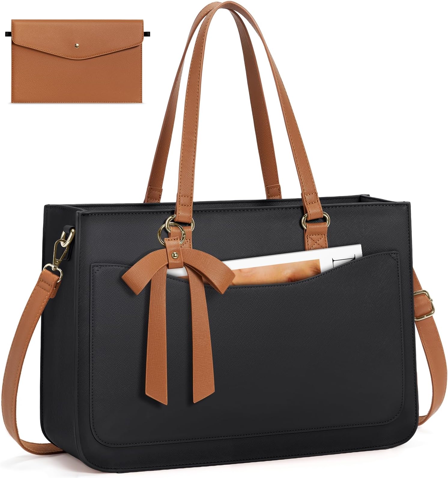 Laptop Bag for Women 15.6 Inch Work Tote Bags Leather Laptop Tote ...