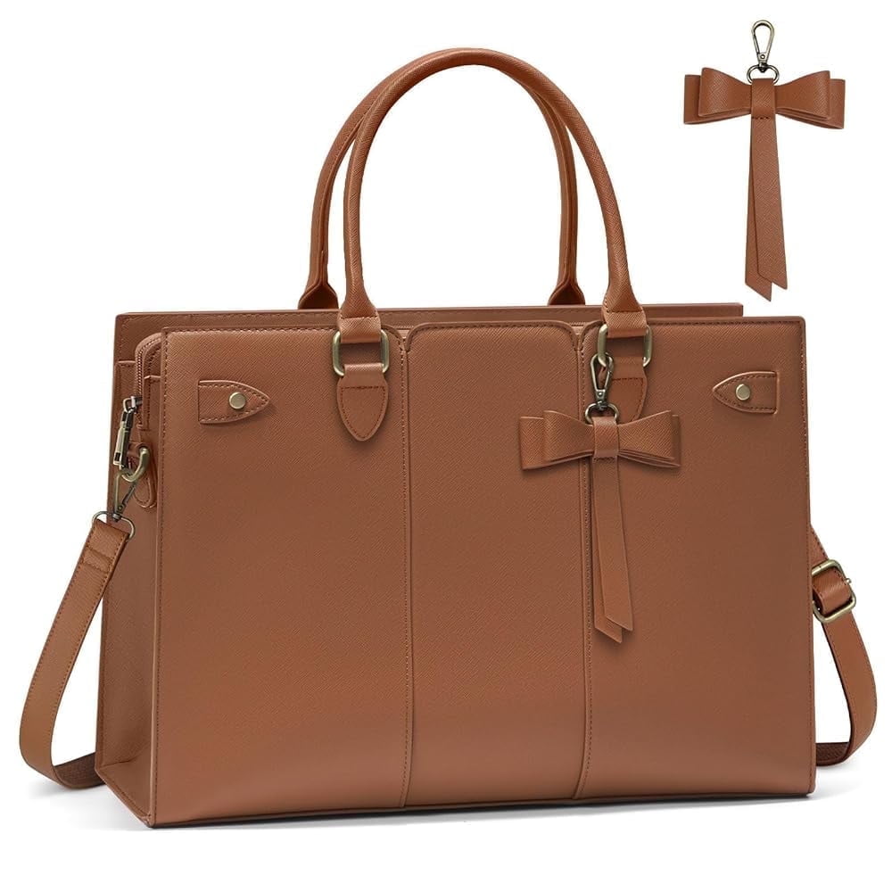 RAINSMORE Handbag for Women 15.6 Inch Laptop Tote Bag Waterproof PU ...