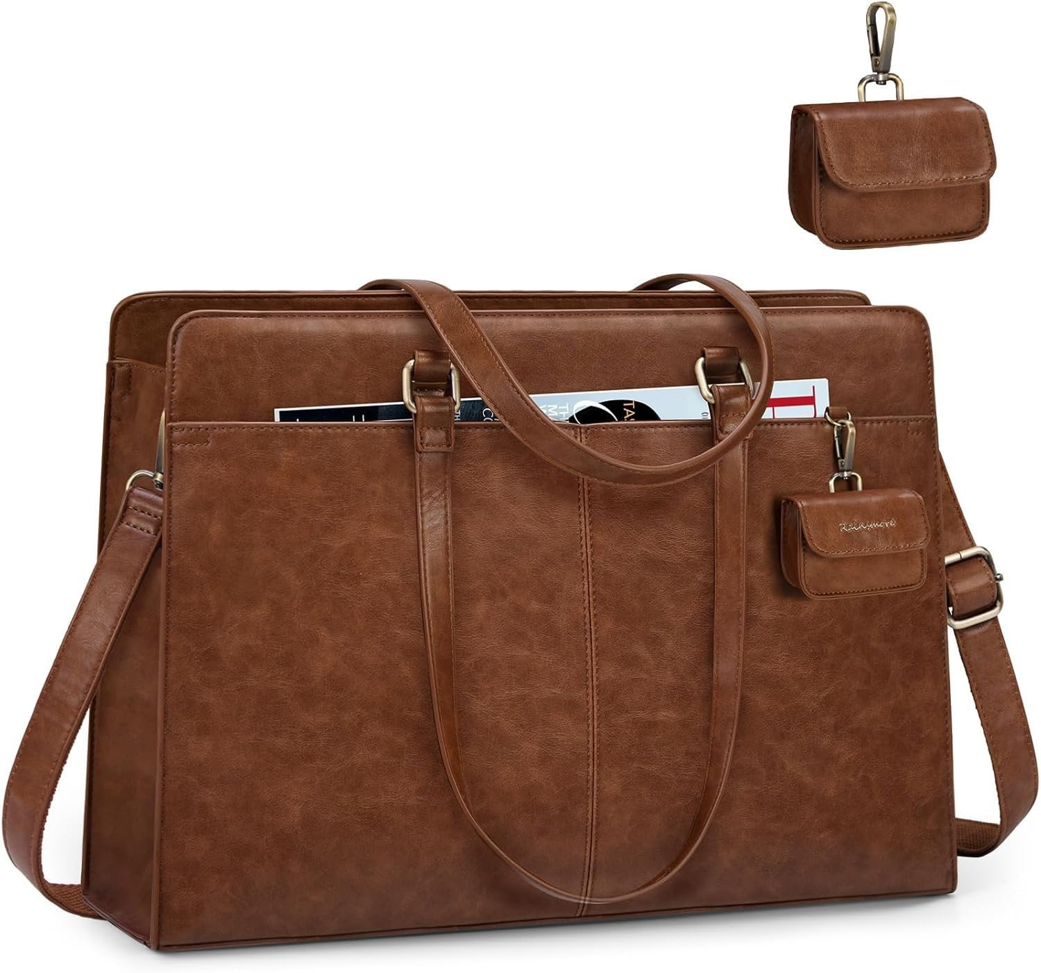 Laptop Bag for Women 15.6 Inch Work Tote Bags Leather Laptop Computer ...