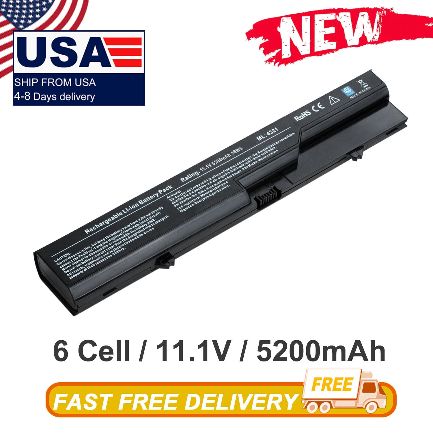 Laptop Battery For HP 620 625 4320s 4321s 4525S PH06 HSTNN-I85C ...